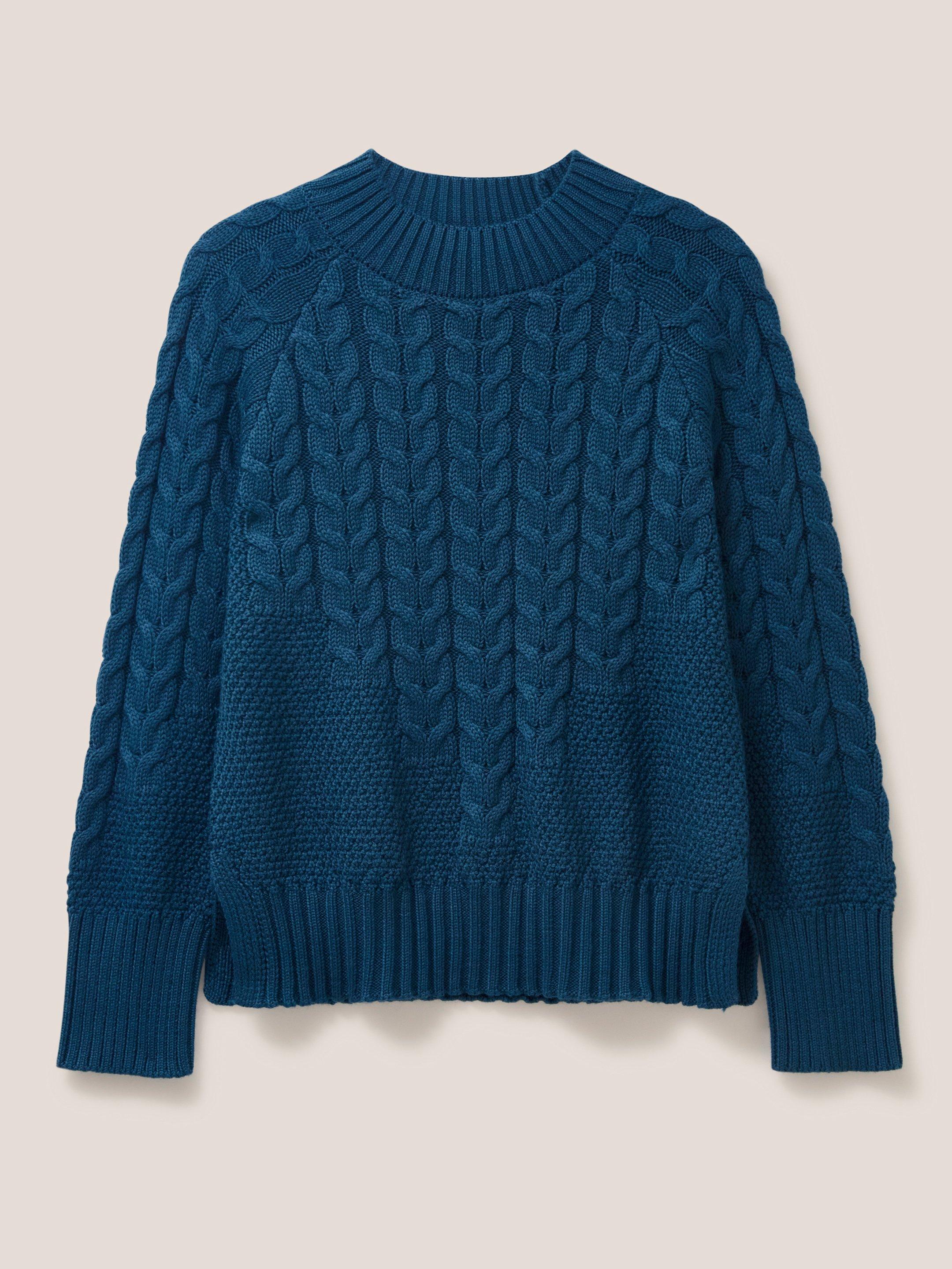 CABLE YOKE JUMPER in MID BLUE | White Stuff