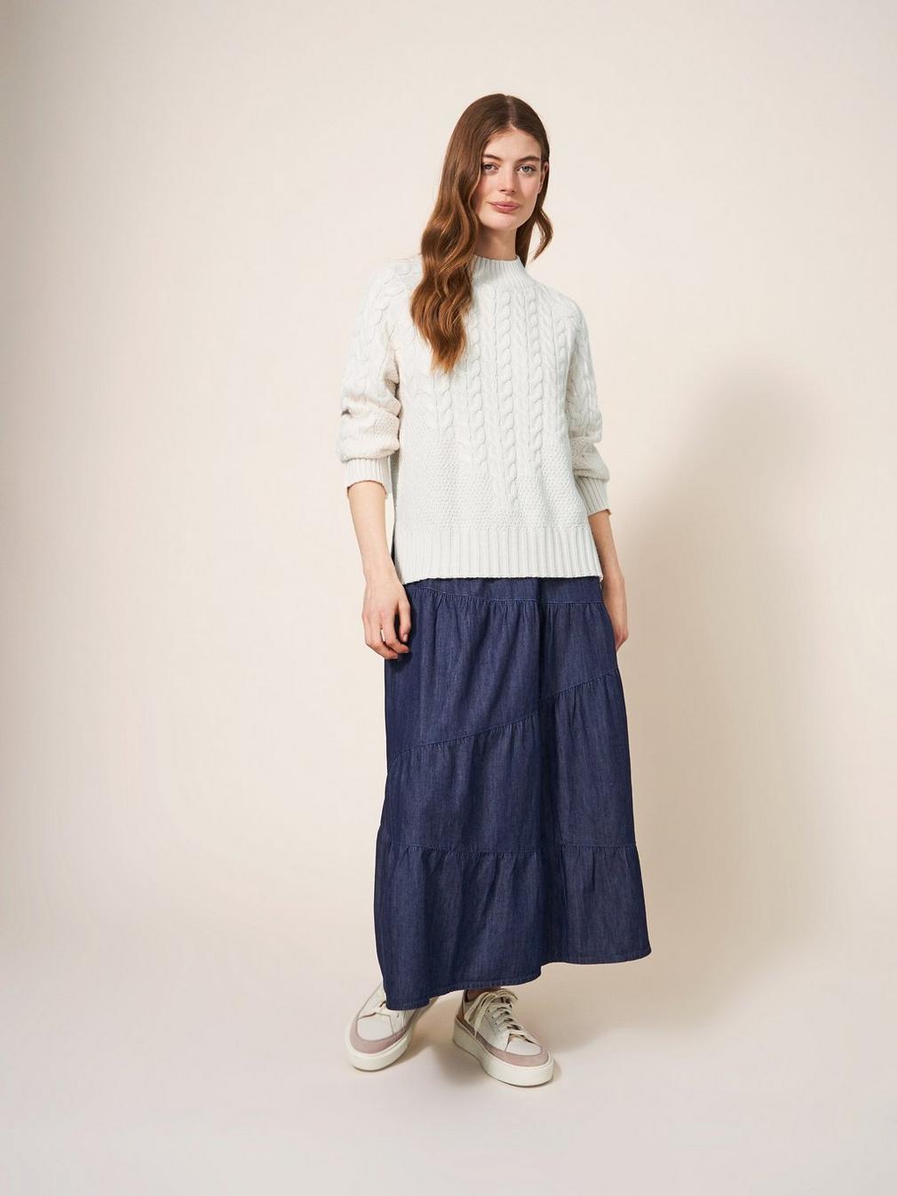 CABLE YOKE JUMPER in PALE IVORY | White Stuff