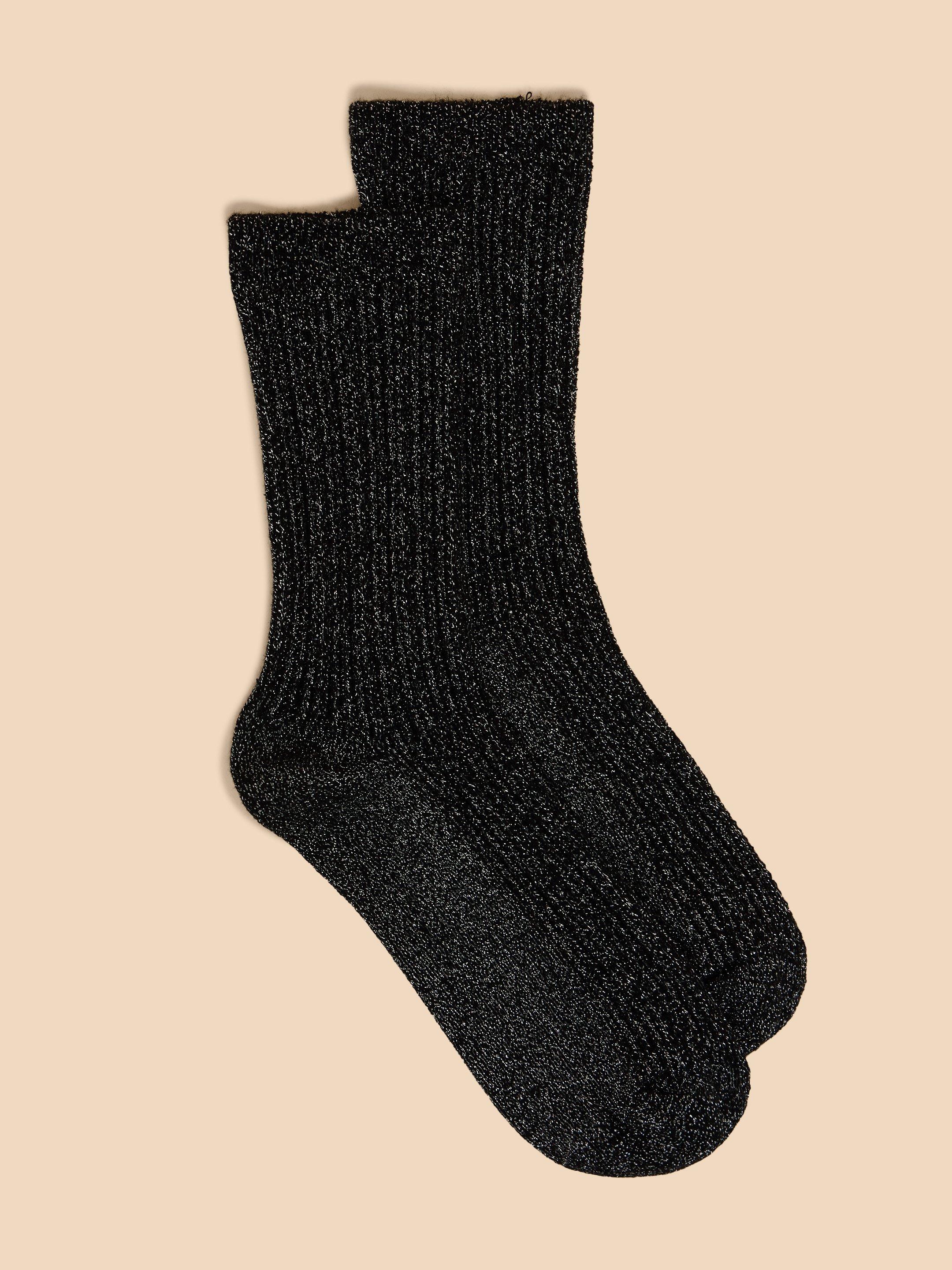 Cable Sparkle Ankle Socks in BLACK MULTI | White Stuff