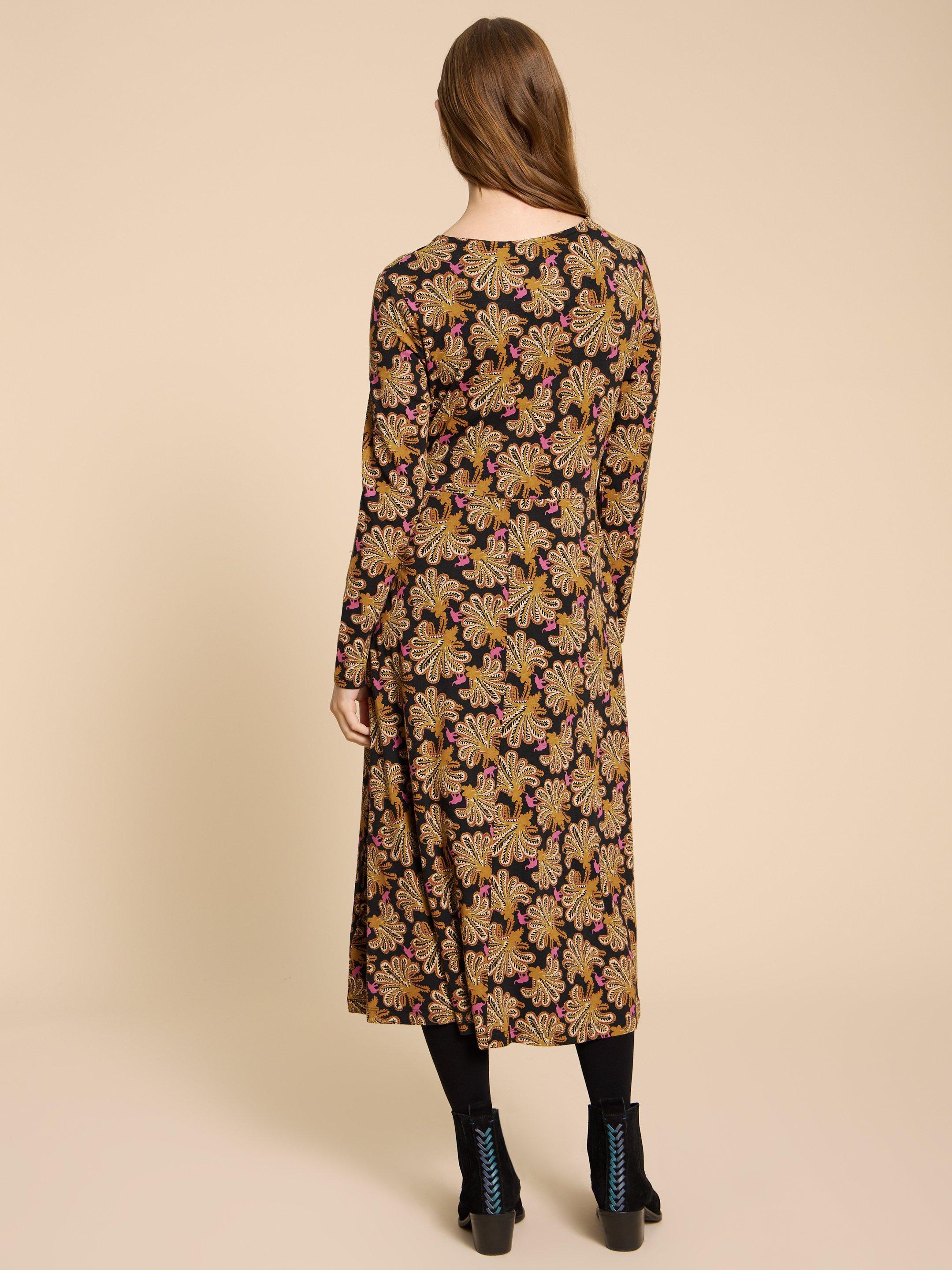 Madeline Classic Jersey Dress in BLACK PRINT | White Stuff