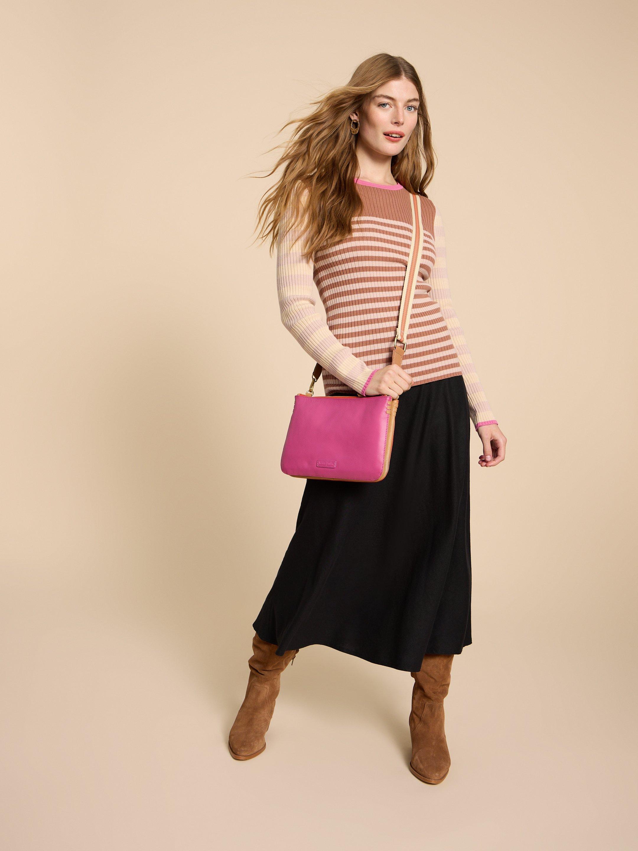 SKINNY RIB CREW NECK JUMPER in NATURAL MULTI | White Stuff