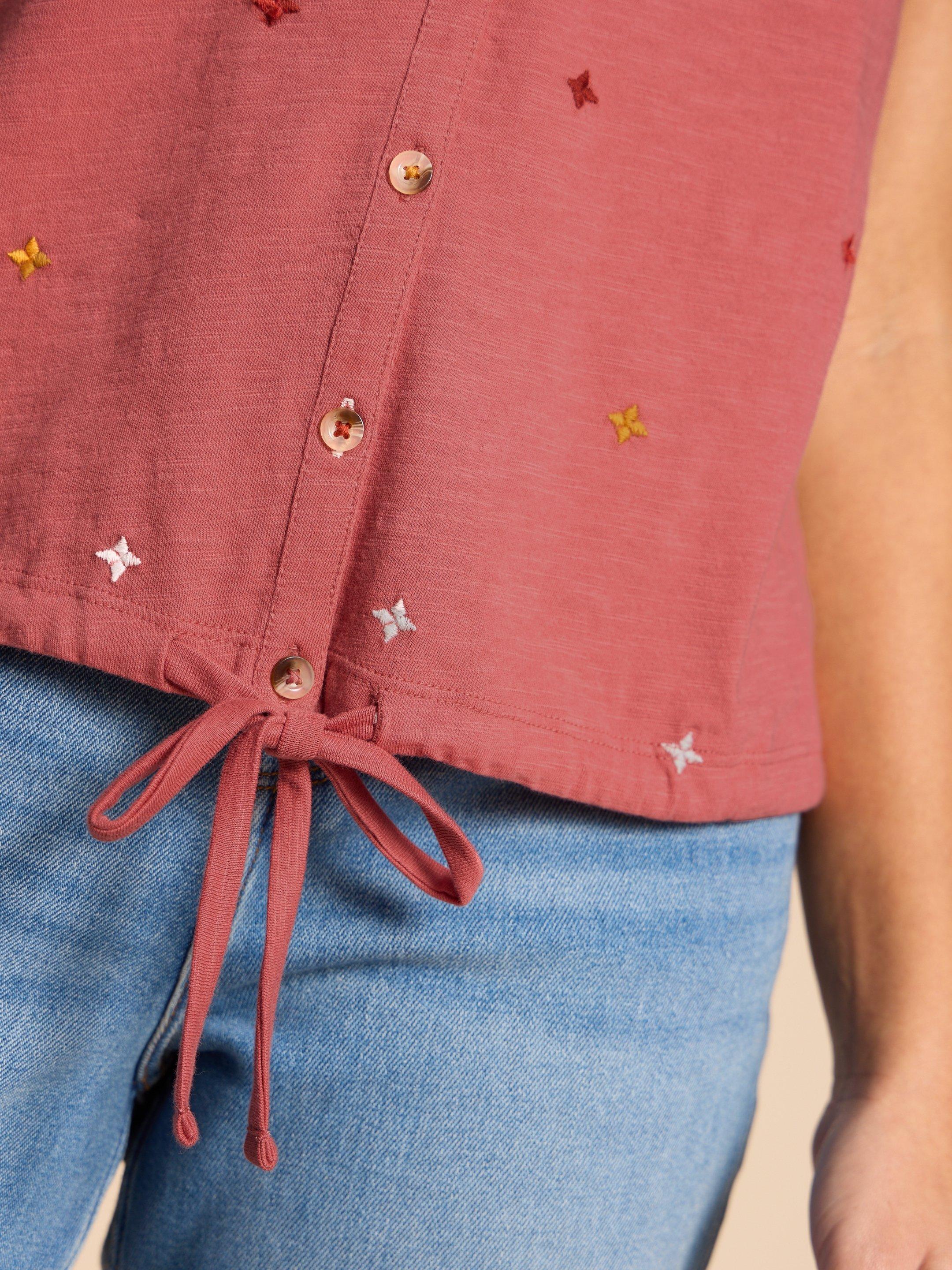 TULIP JERSEY SLEEVELESS SHIRT in PINK MULTI | White Stuff