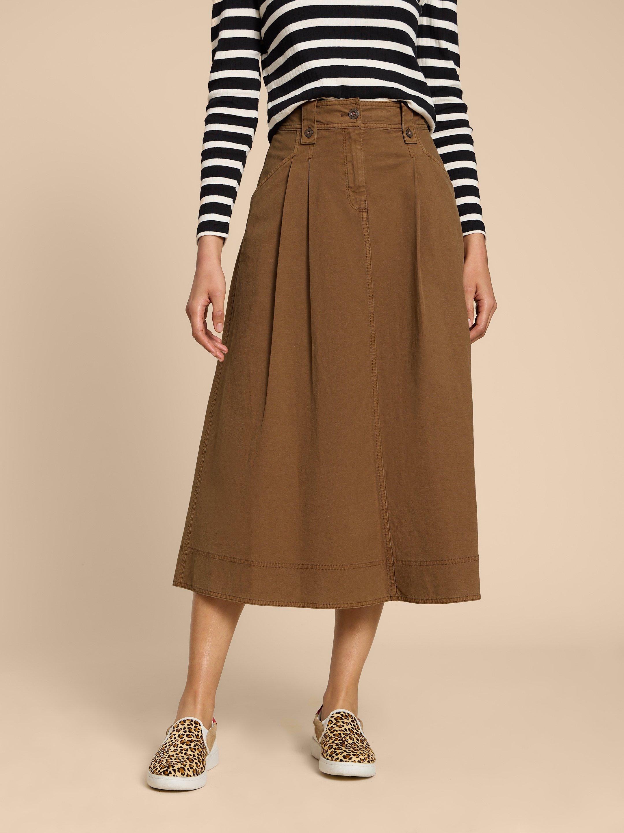 Tara Chino Skirt in MID TAN | White Stuff