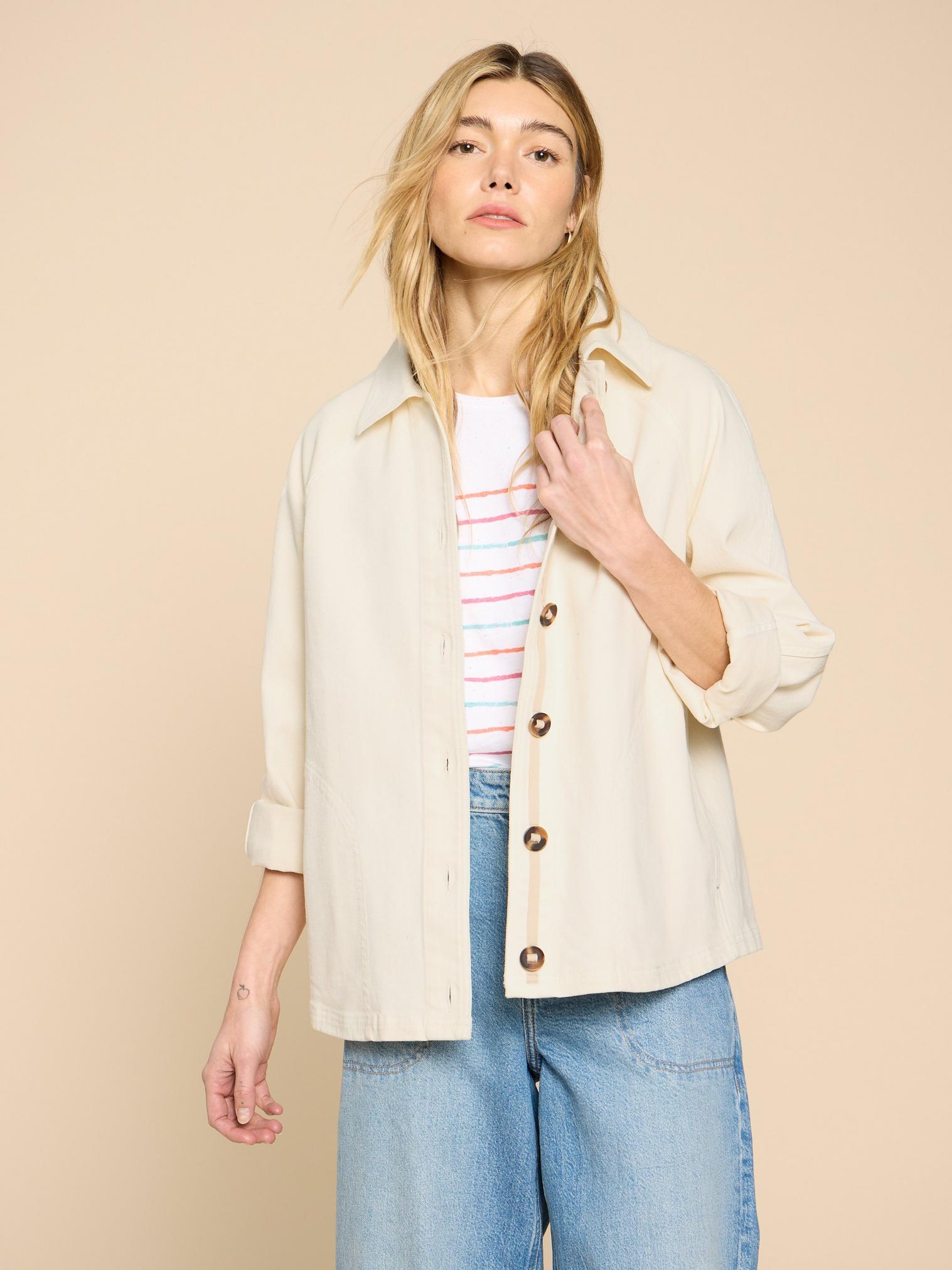 Eden Denim Relaxed Jacket in LIGHT NATURAL | White Stuff