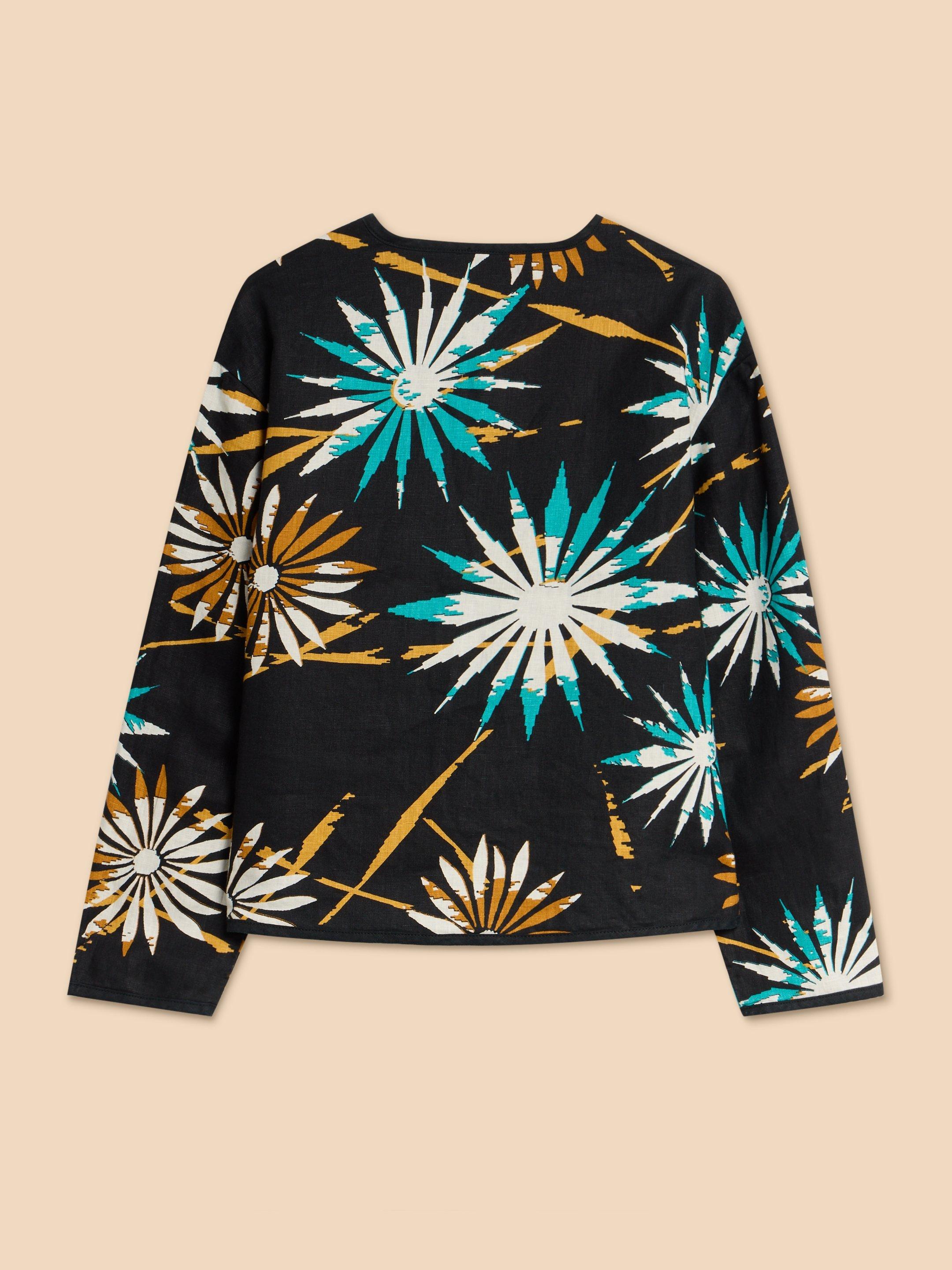 Adele Reversible Linen Jacket in BLACK PRINT | White Stuff