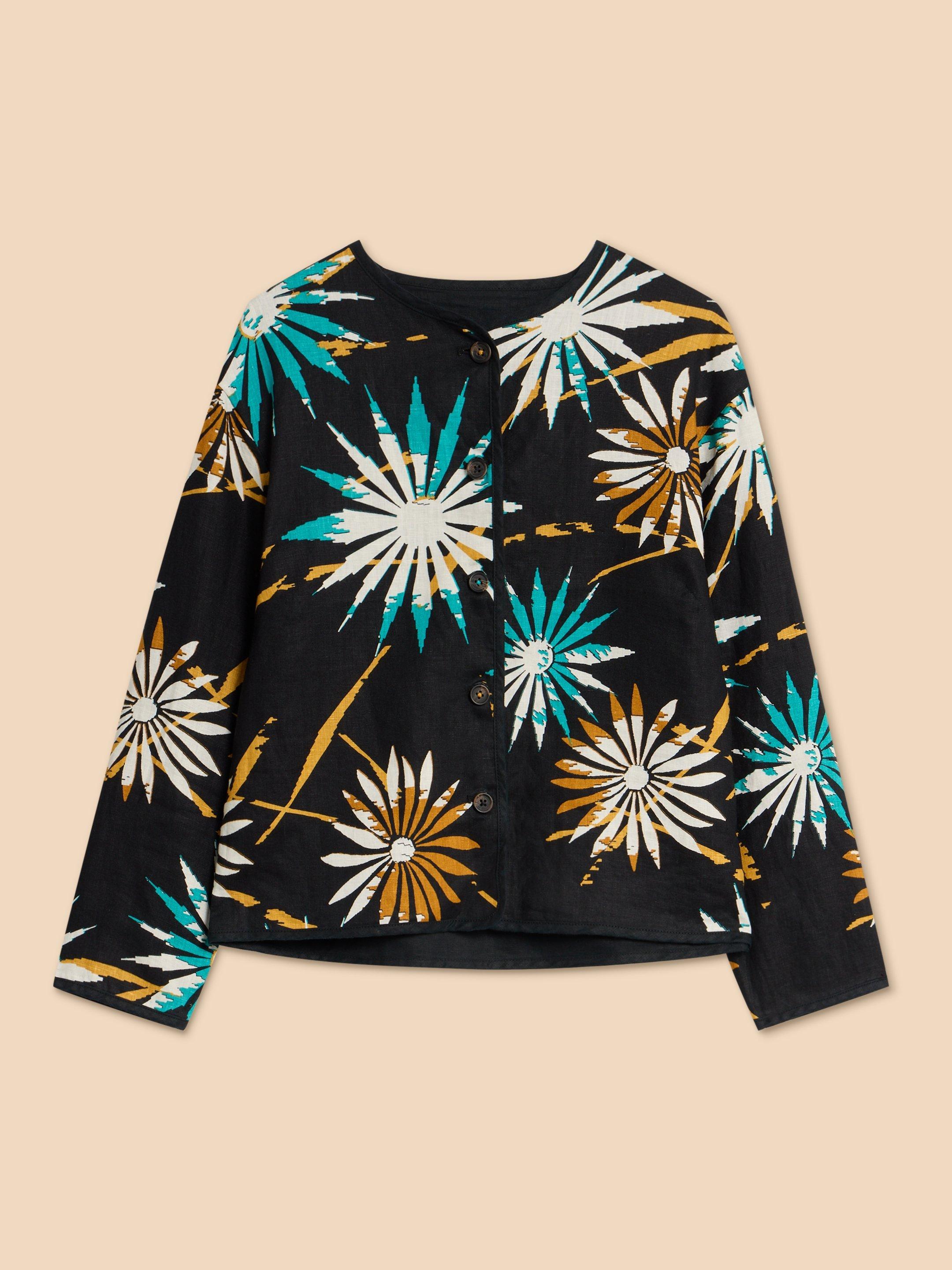 Adele Reversible Linen Jacket in BLACK PRINT | White Stuff