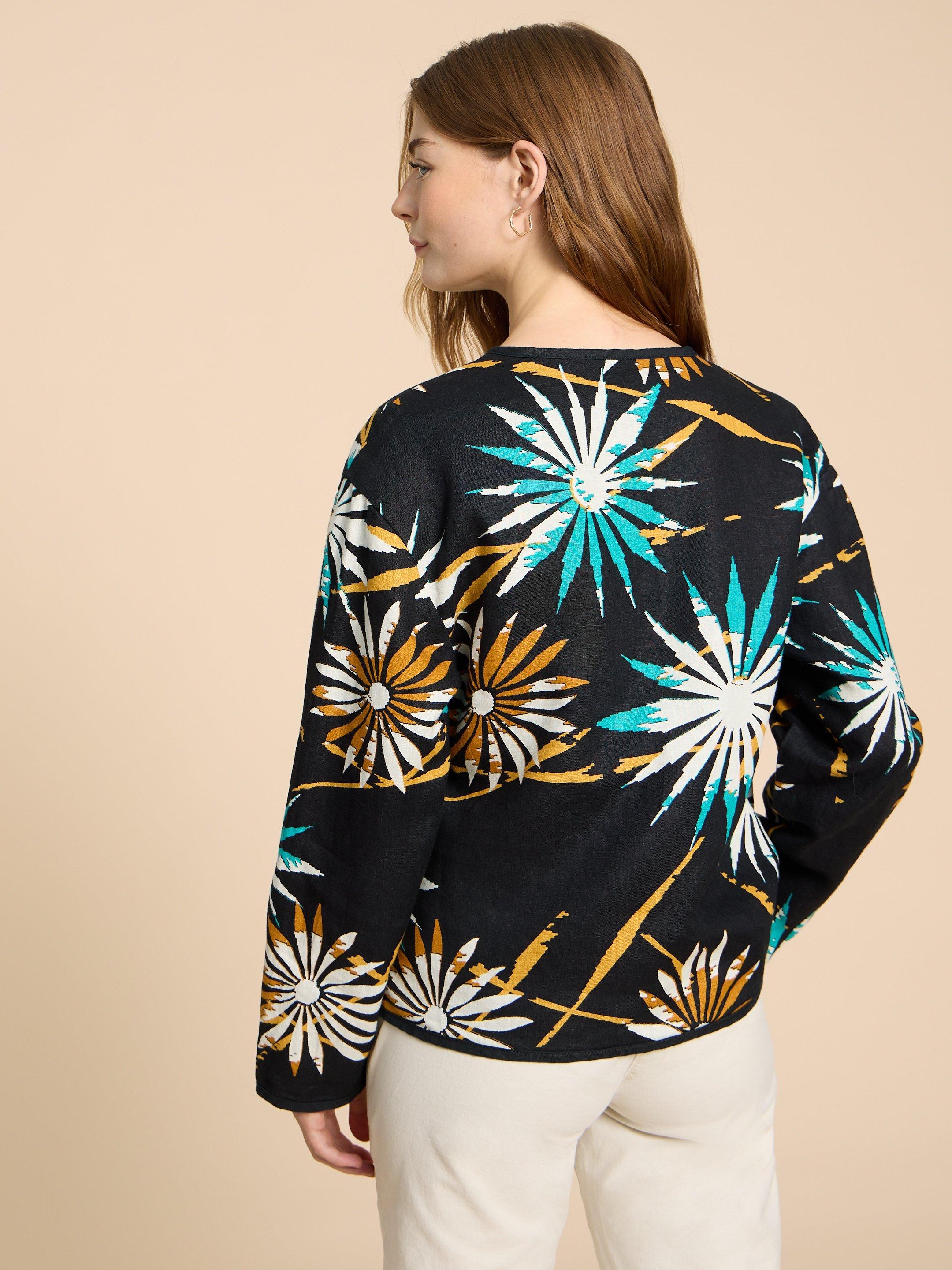 Adele Reversible Linen Jacket in BLACK PRINT | White Stuff