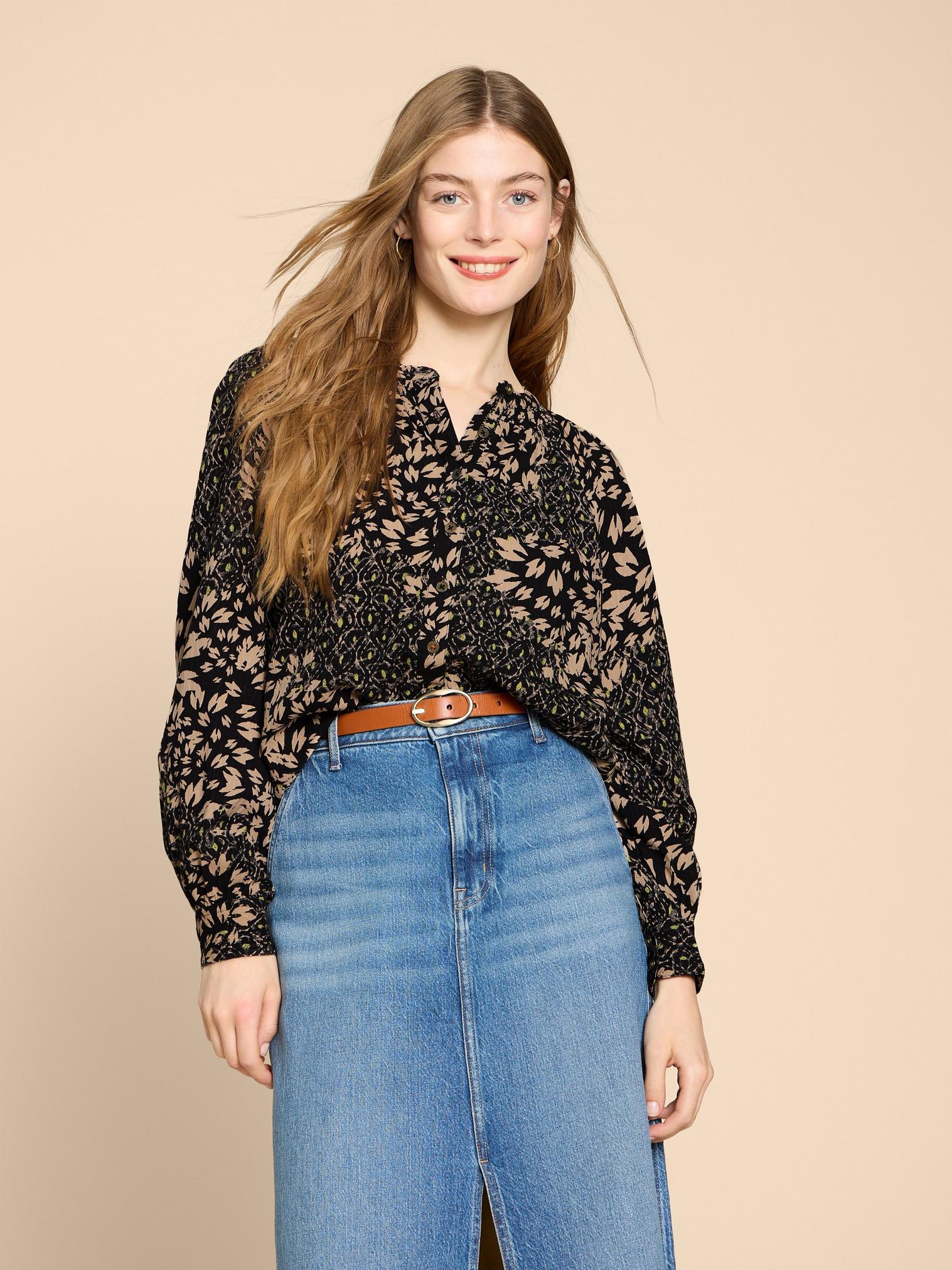 Ari Eco Vero Top in BLACK PRINT | White Stuff