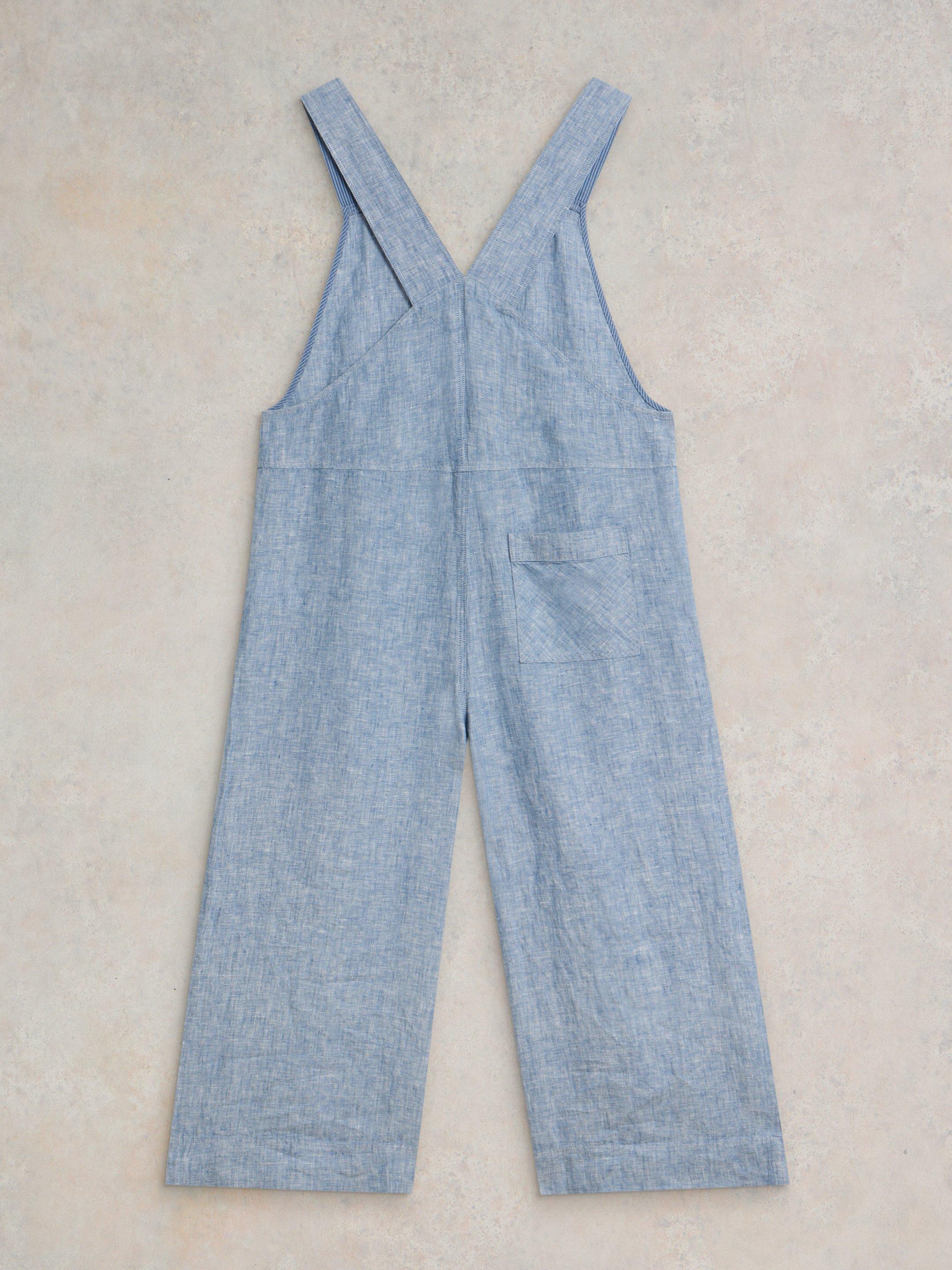 Viola Crop Linen Dungaree in CHAMBRAY BLUE | White Stuff