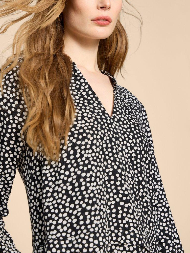 Clover Eco Vero Dress in BLACK PRINT | White Stuff