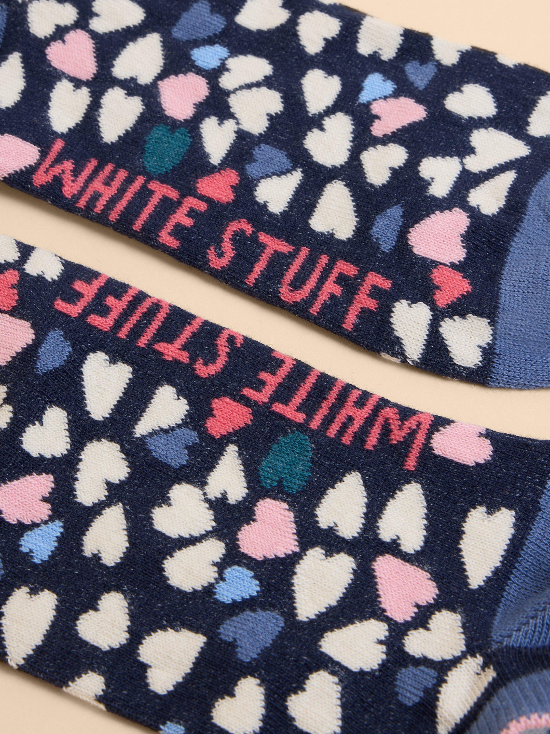 Heart Trainer Sock in NAVY MULTI | White Stuff