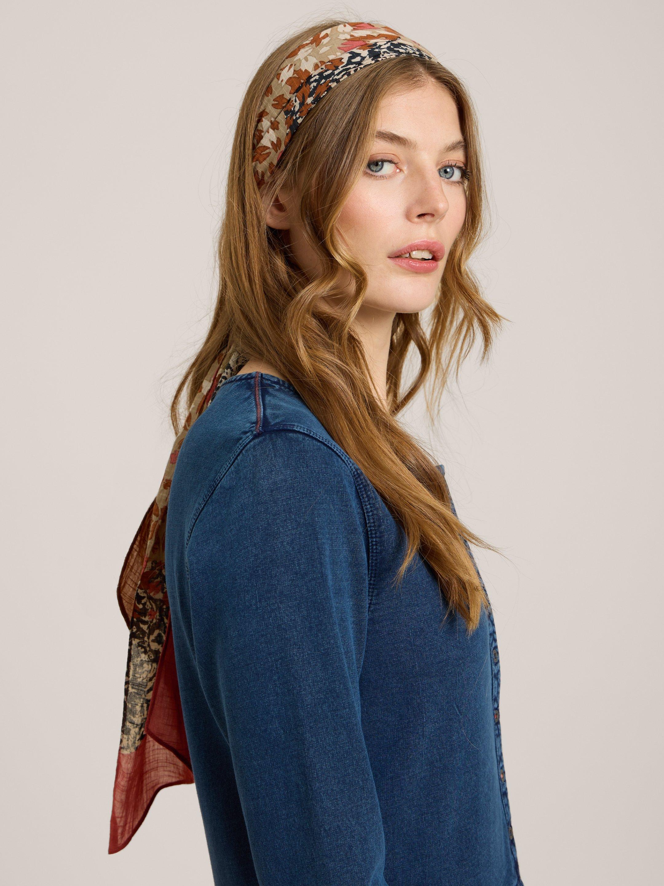 Abstract Print Skinny Scarf in NATURAL MULTI | White Stuff