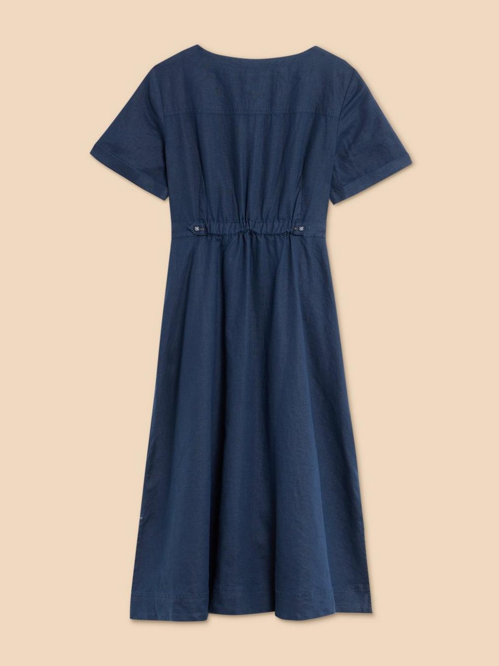 Ivy Linen V Neck Midi Dress in DARK NAVY | White Stuff