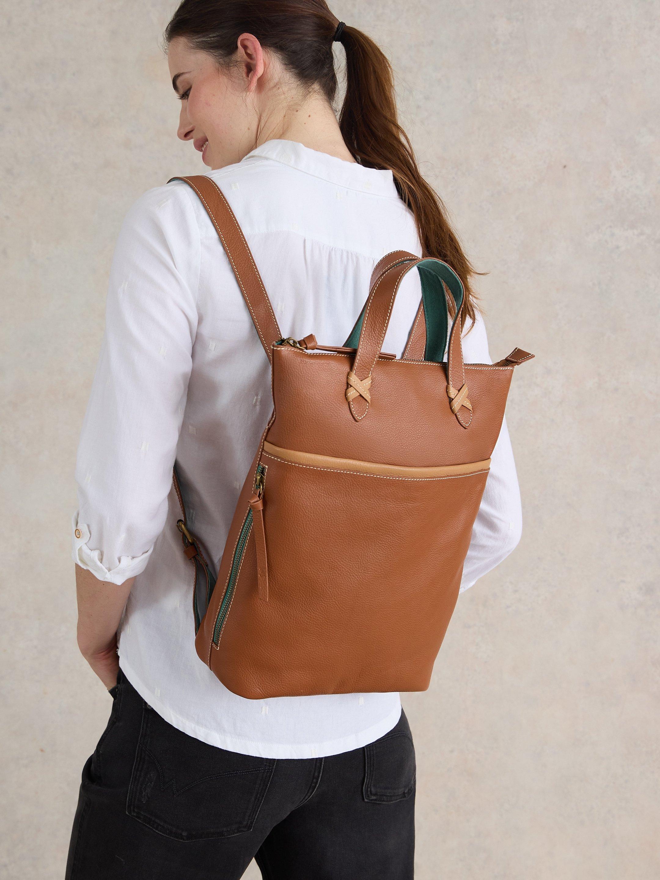 Leather Convertible Backpack in MID TAN | White Stuff