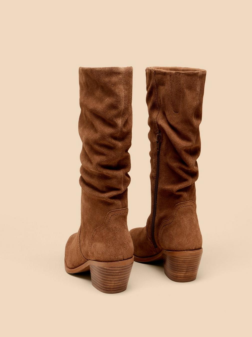 Azalea Suede Mid Slouch Boot in LIGHT TAN | White Stuff