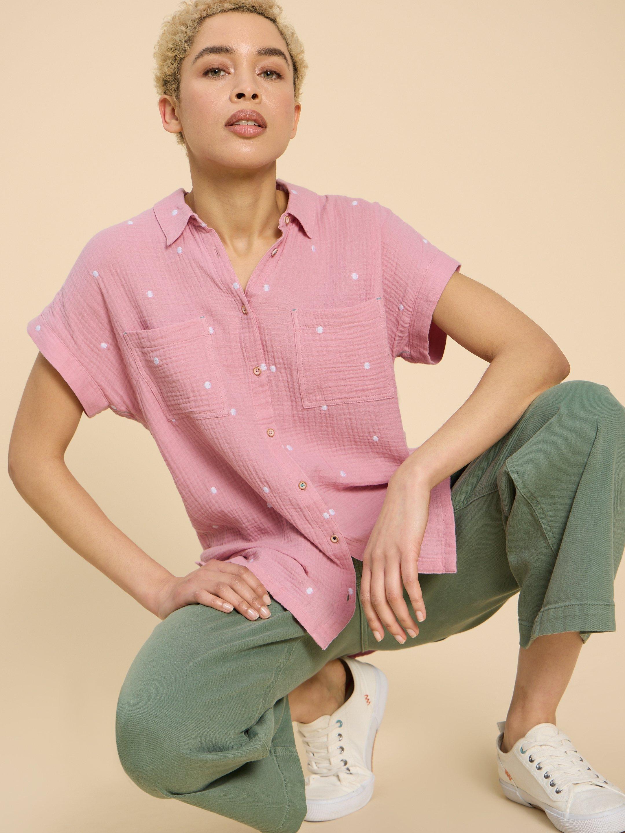 Emma Double Cloth Shirt in PINK MULTI | White Stuff
