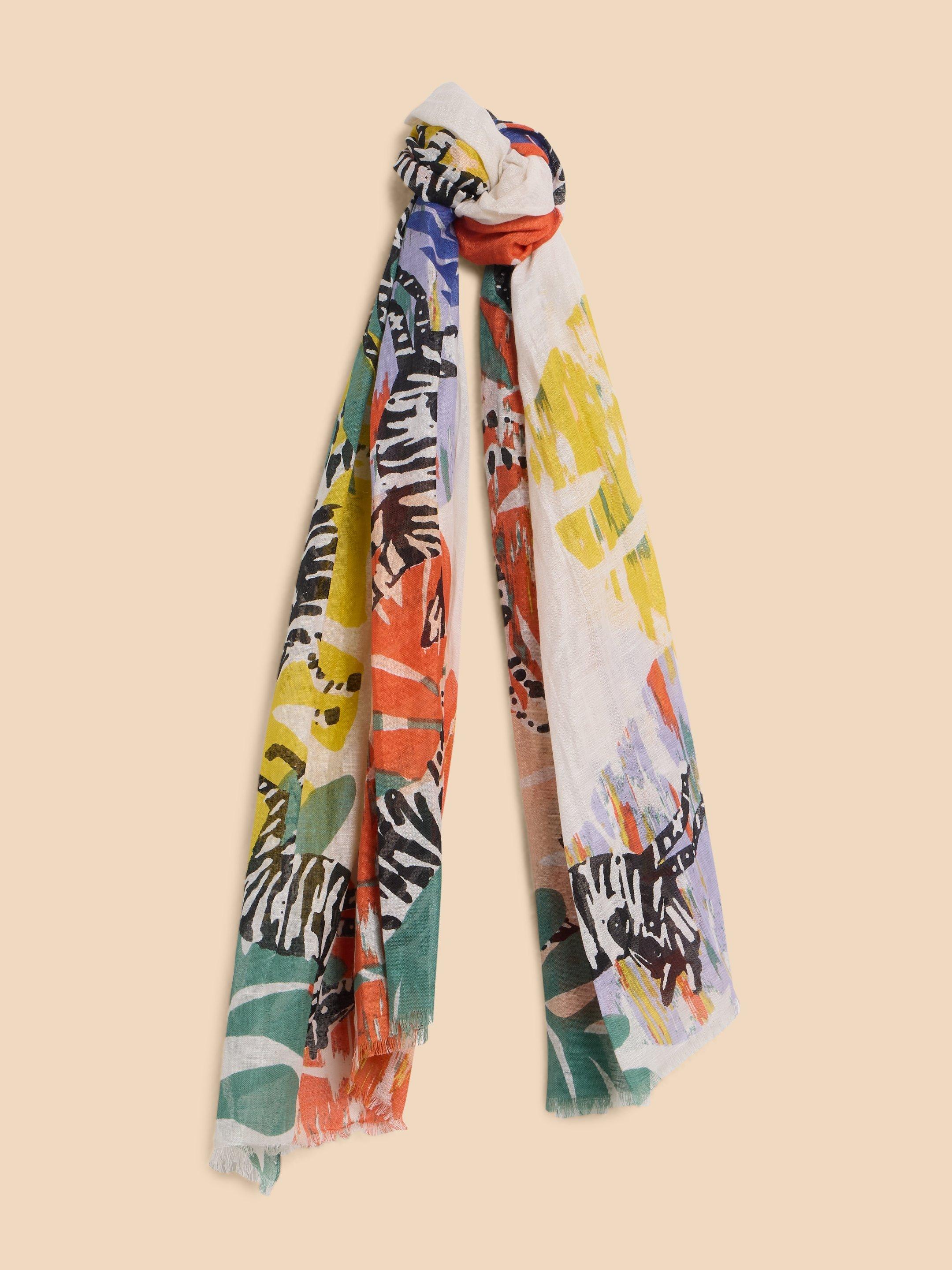 Organic Cotton Blend Scarf in IVORY MULTI | White Stuff