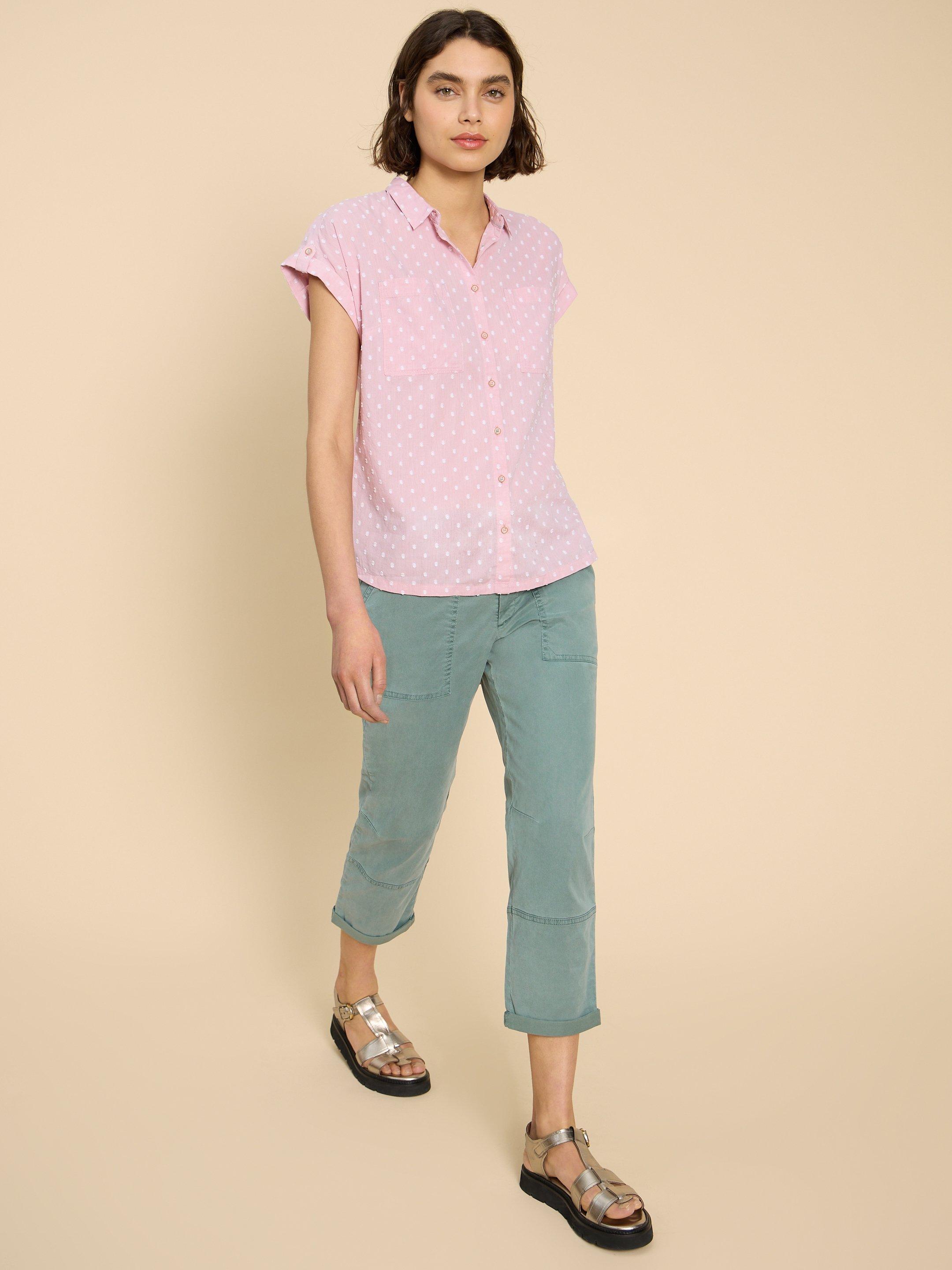 Blaire Cotton Blend Trouser in MID TEAL | White Stuff