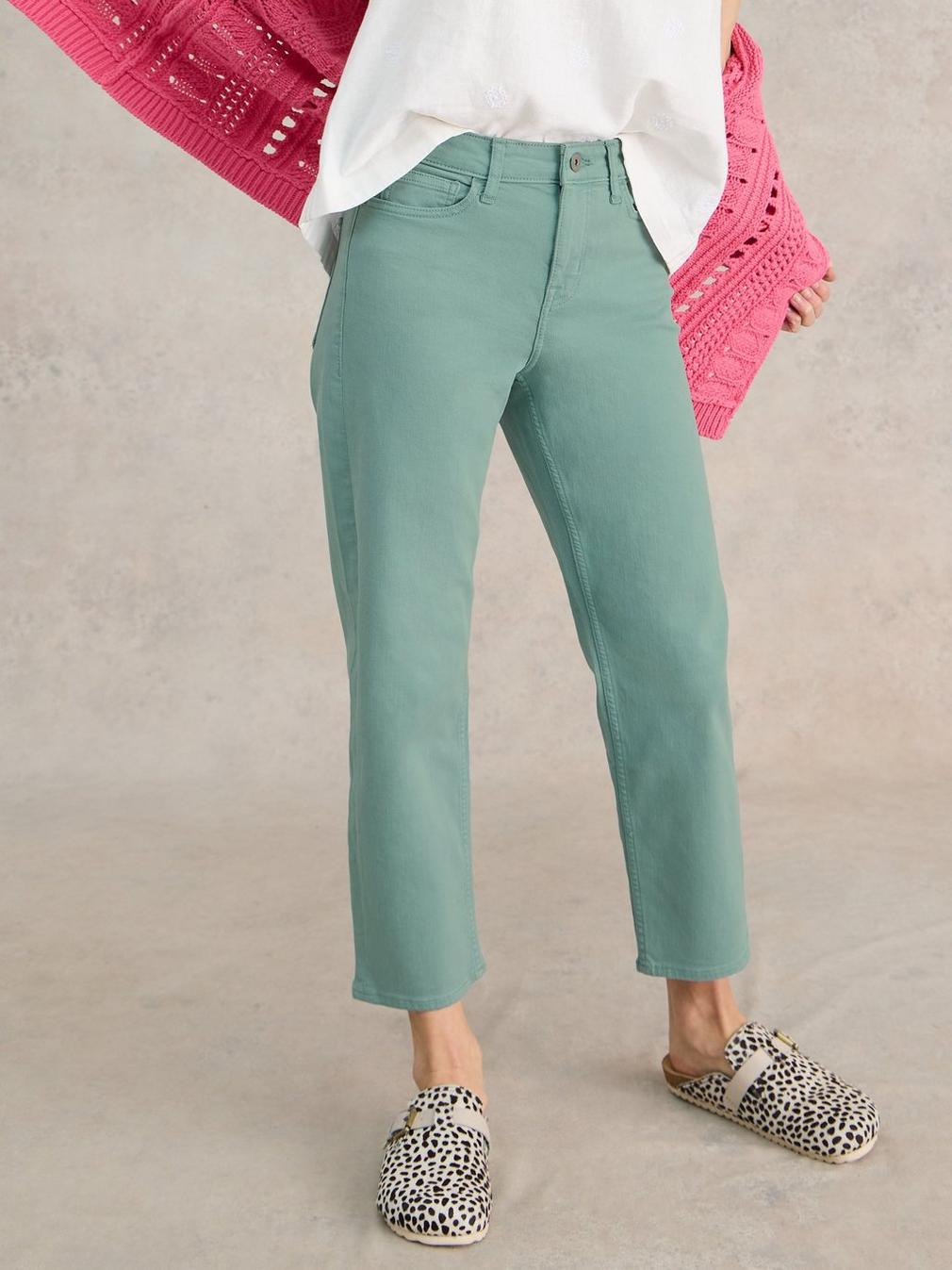 Blake Straight Cropped Jean in MID TEAL | White Stuff
