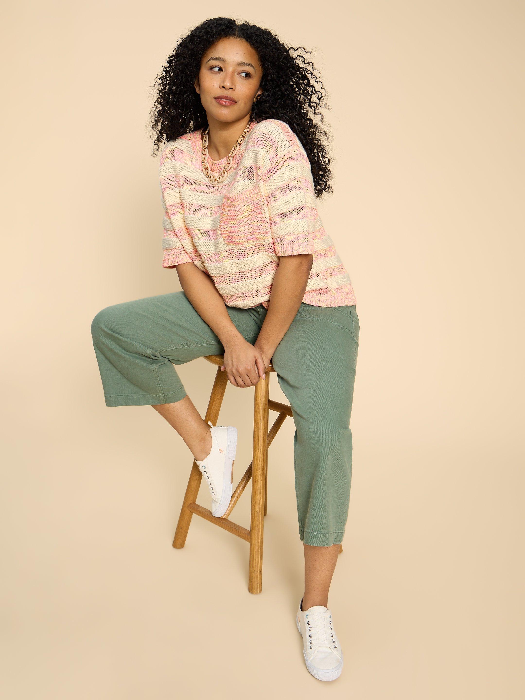 TERRY KNITTED TEE in ORANGE MULTI | White Stuff