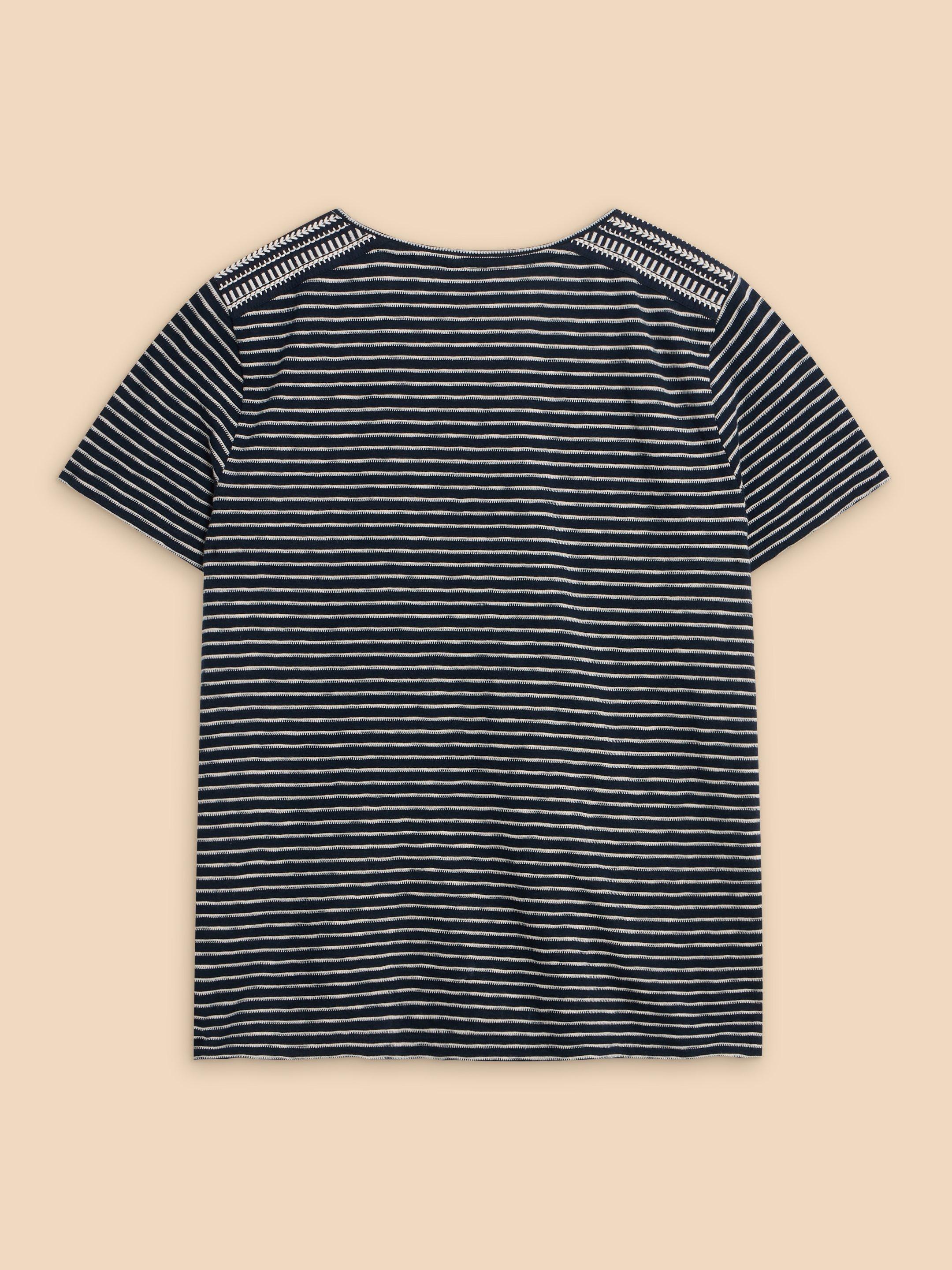 ABBIE EMBROIDERED STRIPE TEE in IVORY MULTI | White Stuff