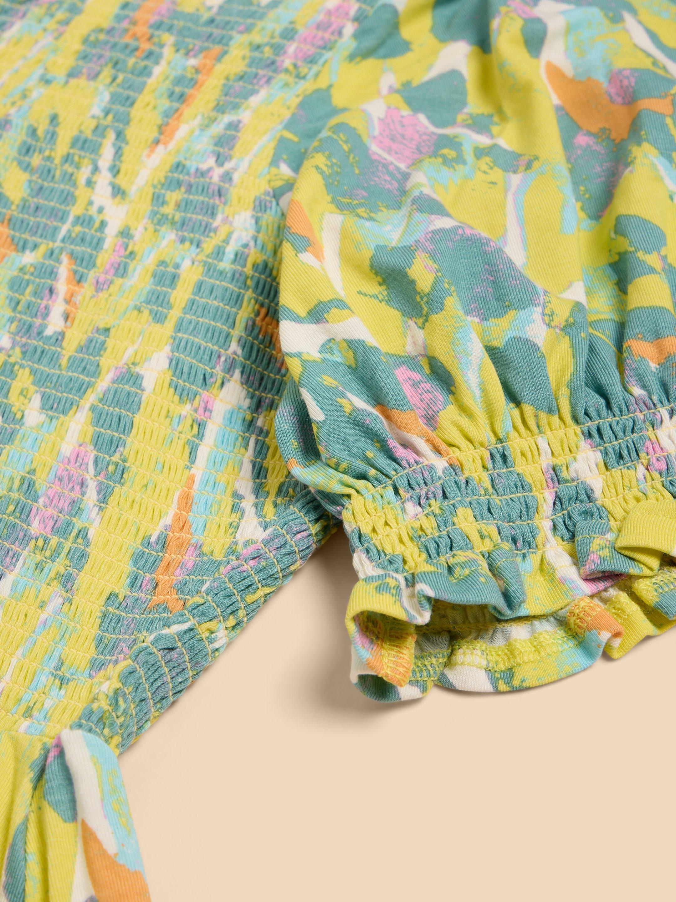 Emily Shirred Jersey Dress in TEAL PRINT | White Stuff