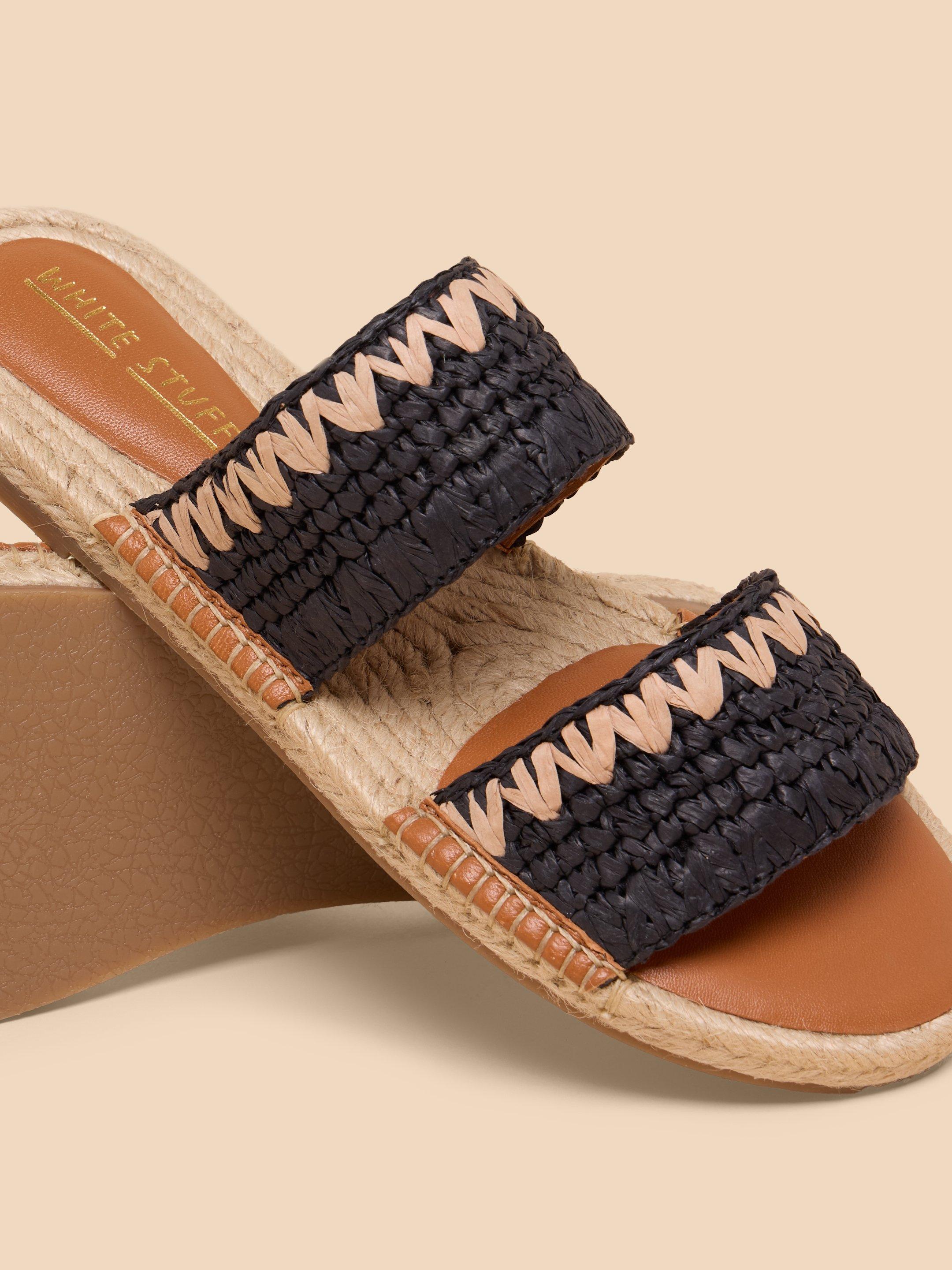 Belflower Raffia Mule in BLACK MULTI | White Stuff