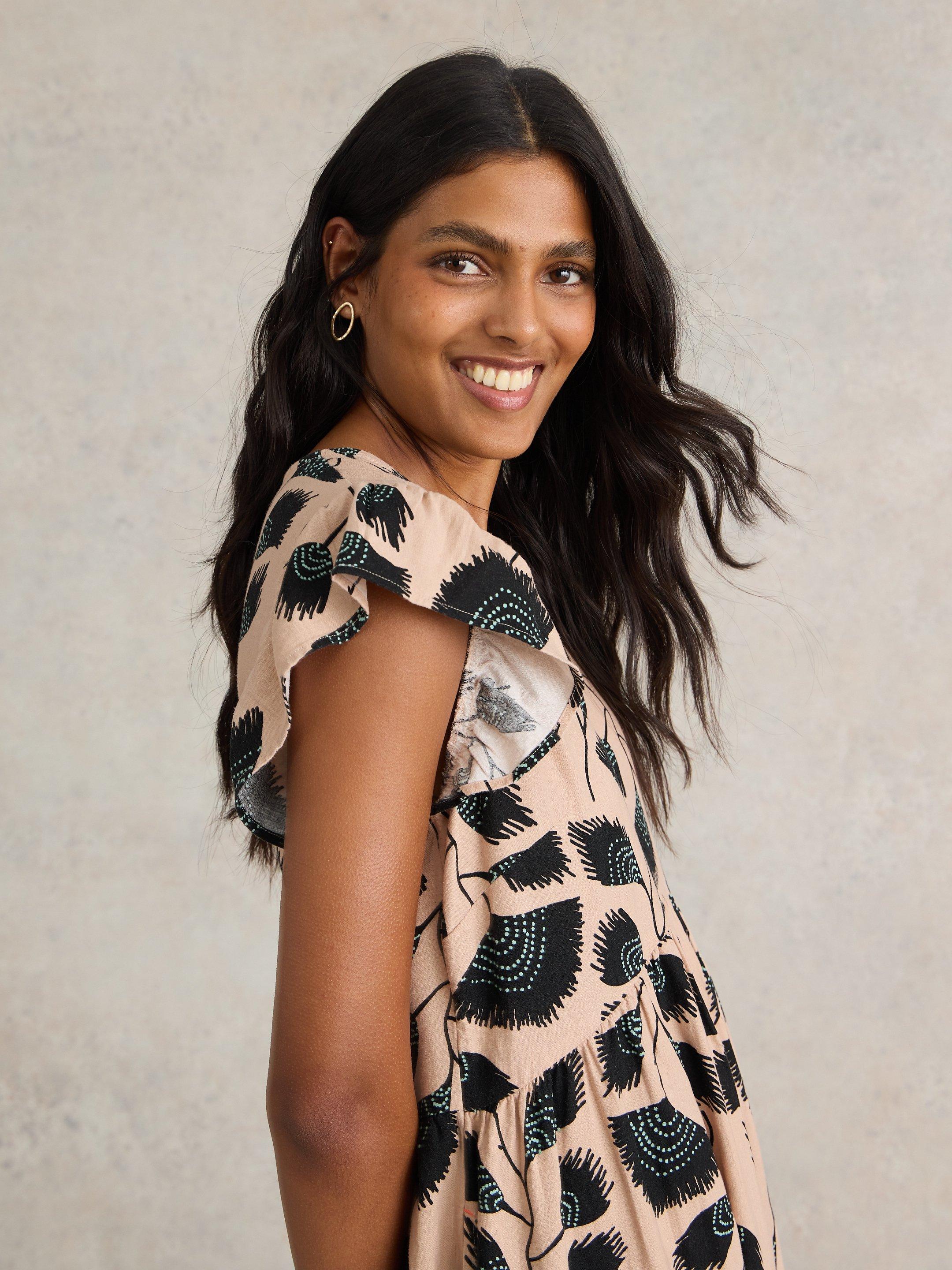 Grace Linen Blend Dress in IVORY PRINT | White Stuff