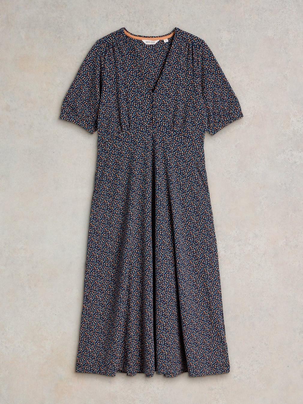 Megan V Neck Jersey Midi Dress in NAVY PRINT | White Stuff