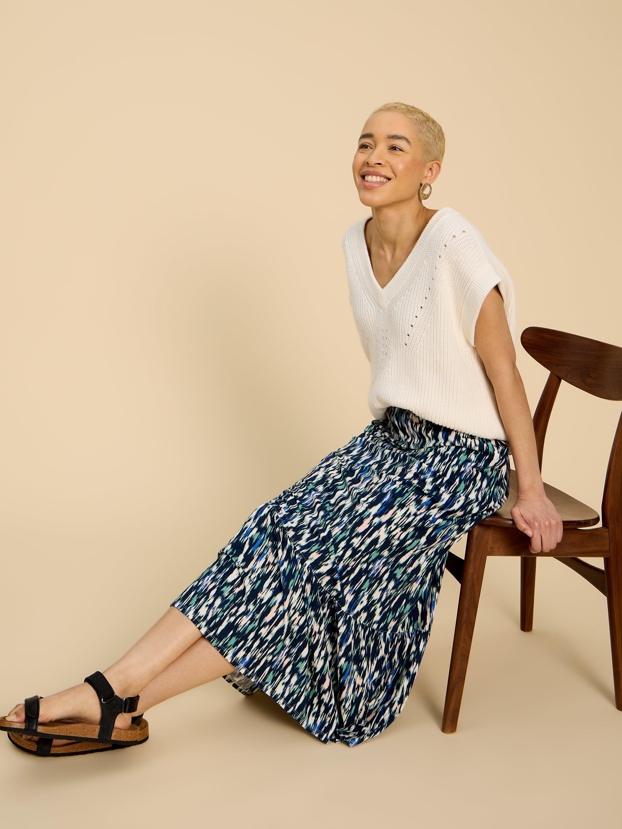 Charley Eco Vero Maxi Skirt in NAVY PRINT | White Stuff