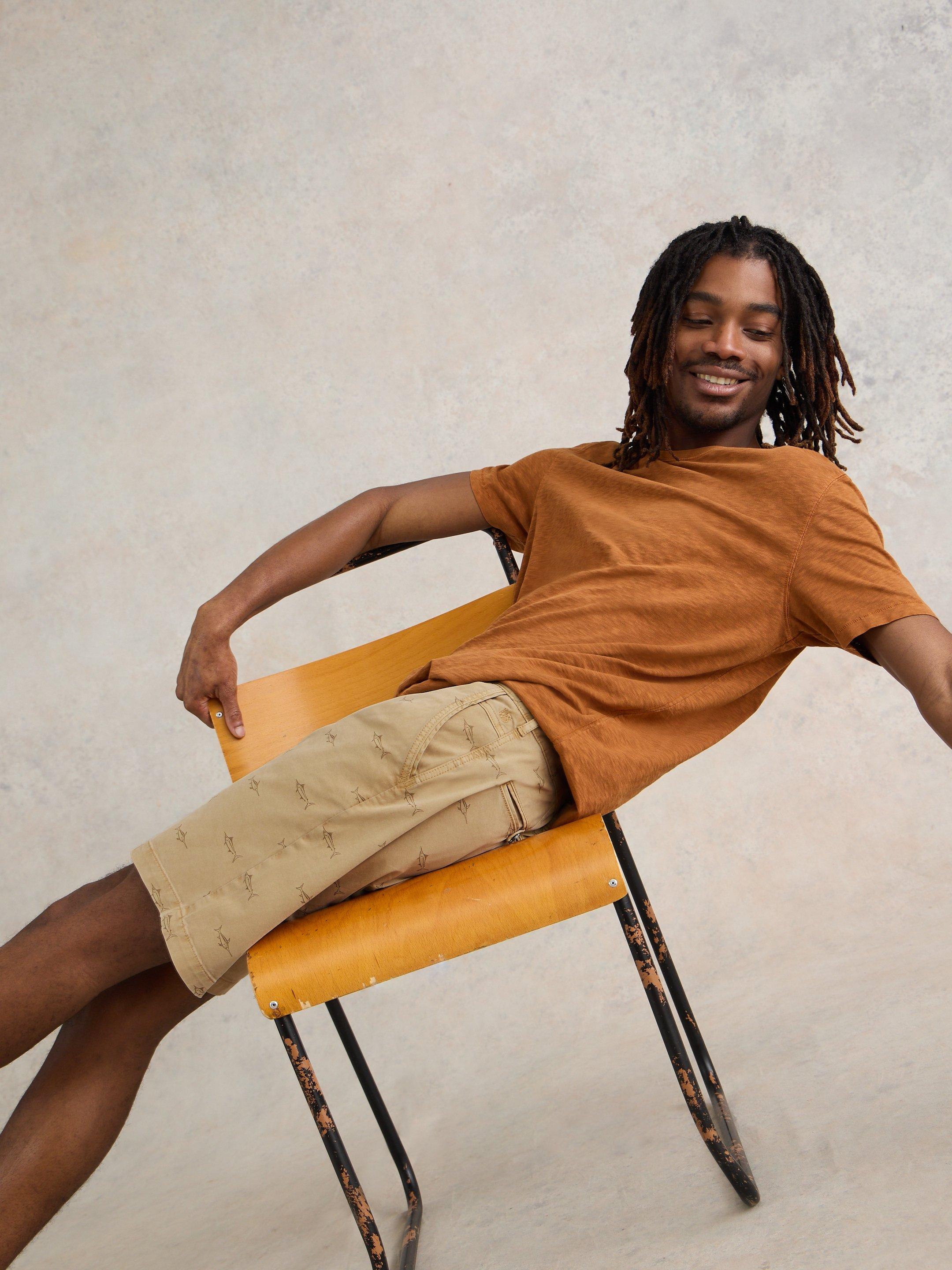 Swordfish Chino Short in NATURAL PRINT | White Stuff