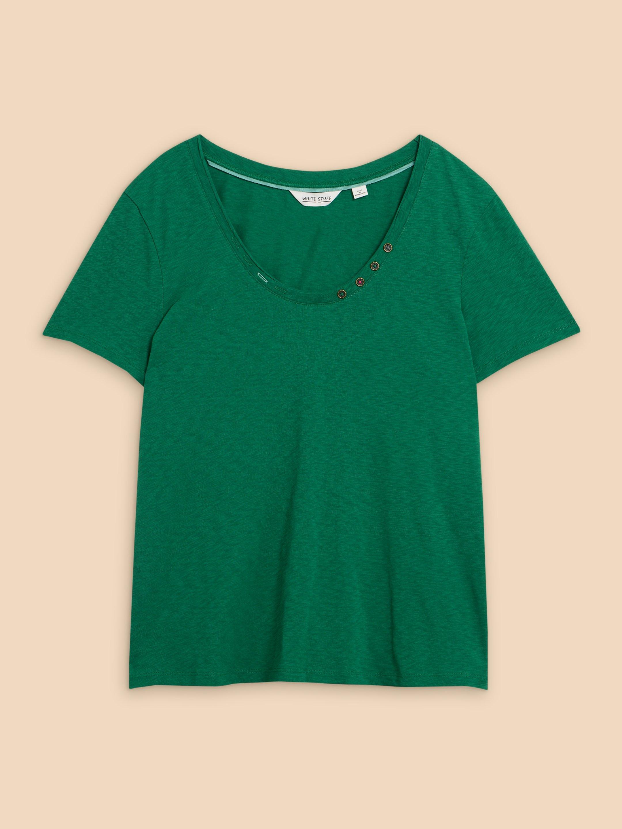 NADIA SS SCOOP NECK TEE in MID GREEN | White Stuff