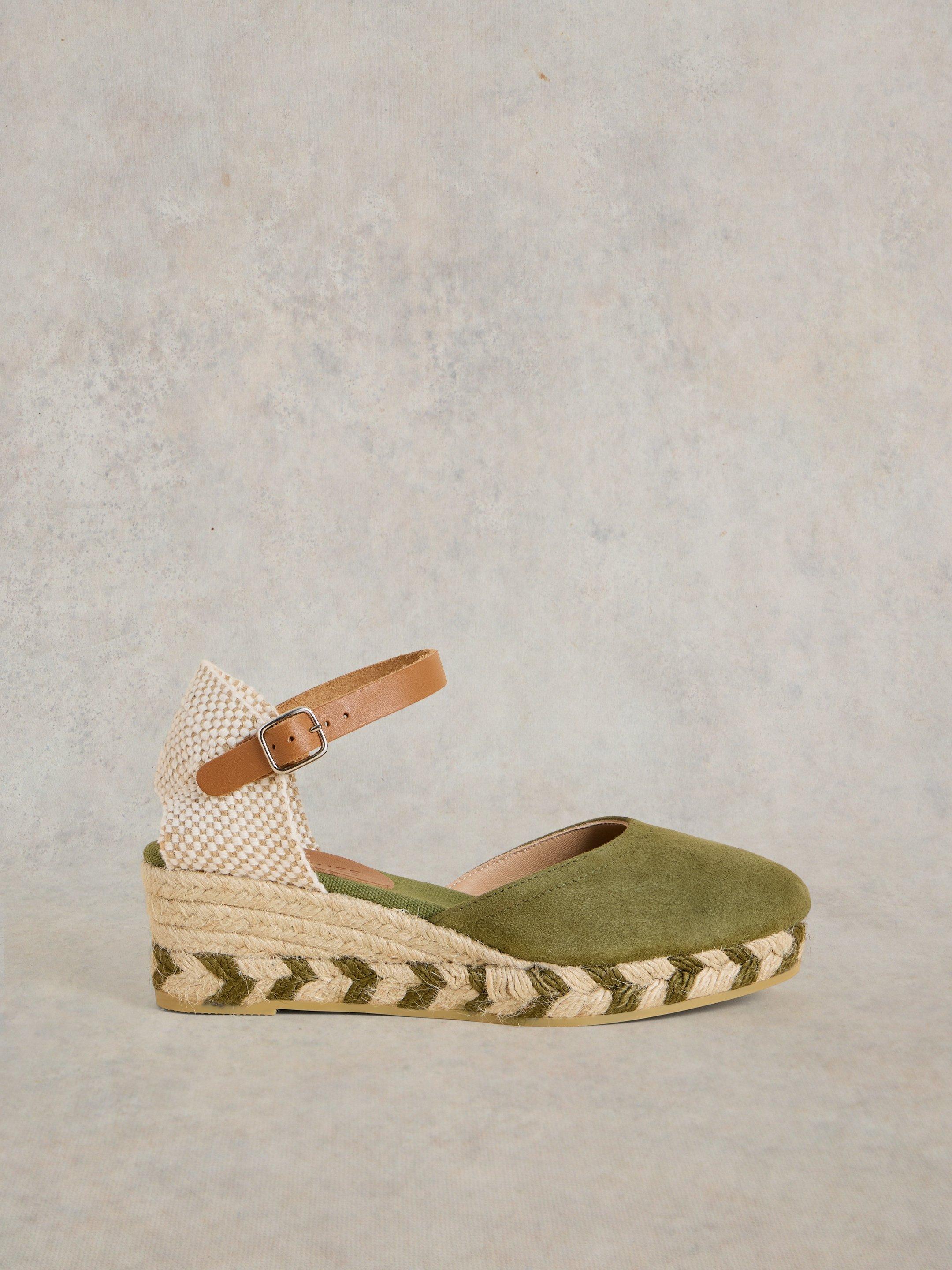 Suede Closed Espadrille Wedge in KHAKI GREEN | White Stuff