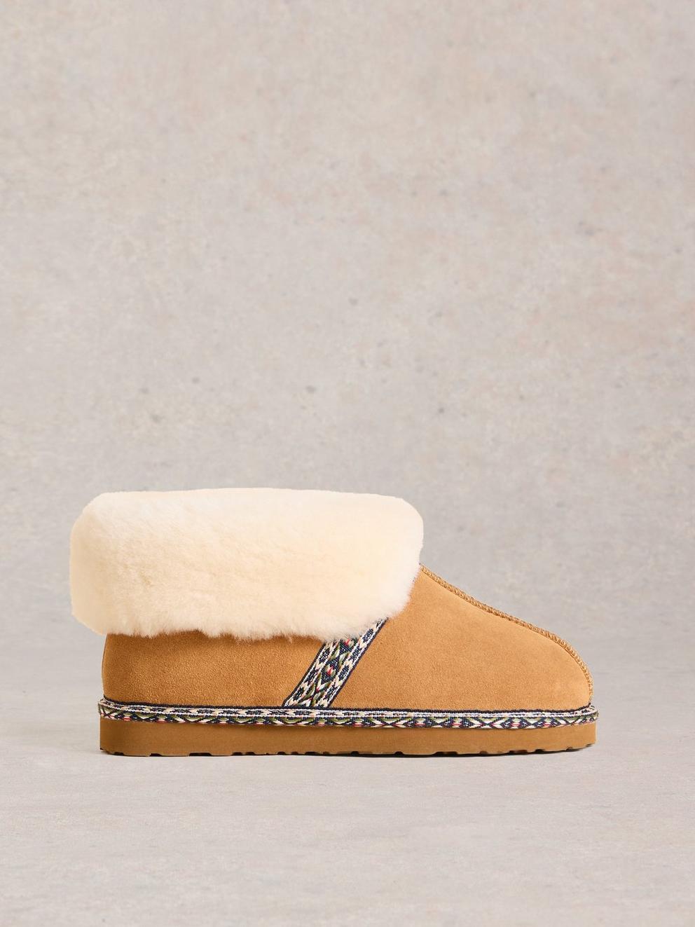Suede Shearling Slipper Boot in TAN MULTI White Stuff