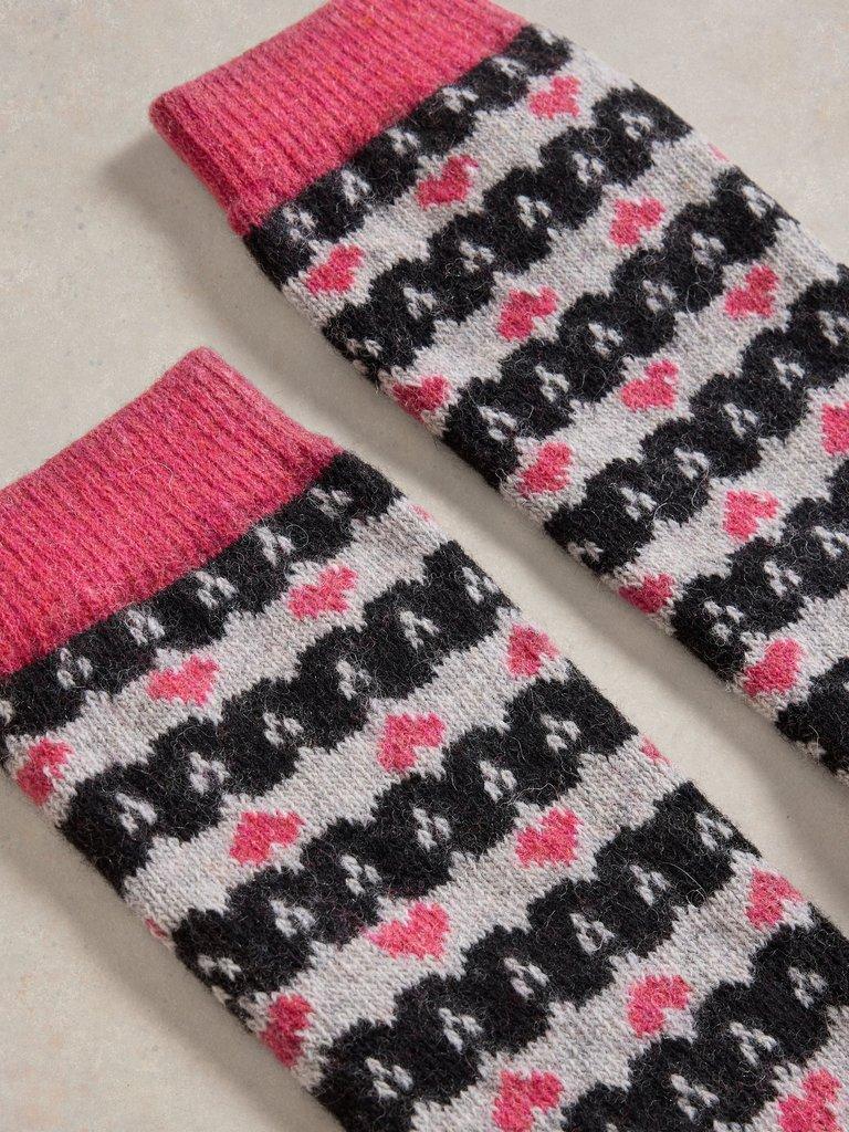 Heart Fairisle Wool Mix Sock in GREY MULTI | White Stuff