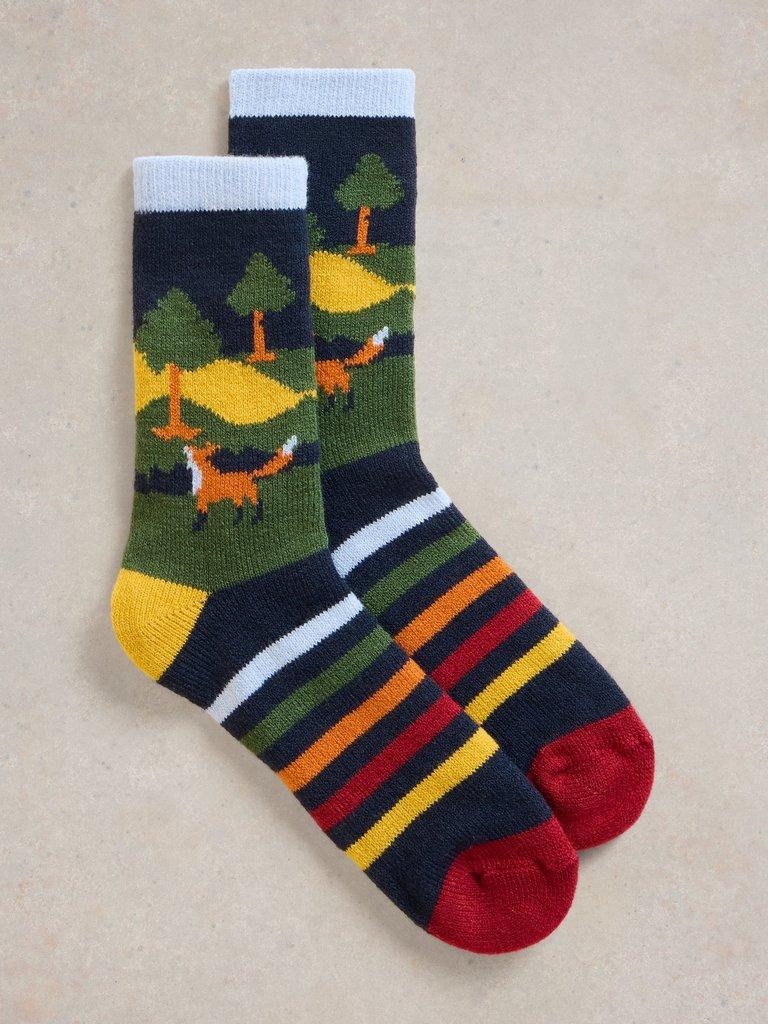 Night Fox Cabin Sock in NAVY MULTI | White Stuff US
