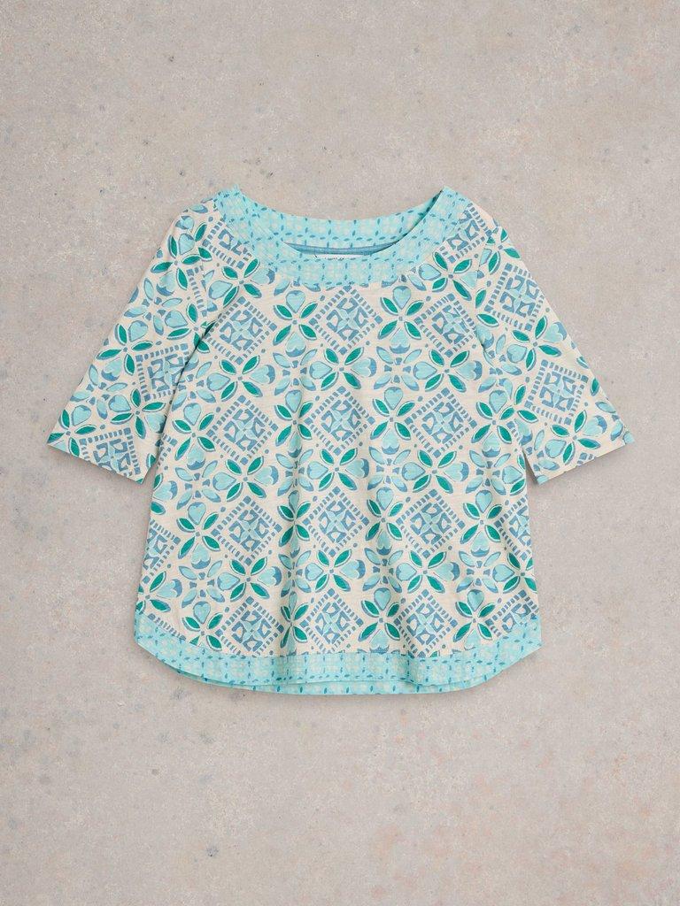 WEAVER JERSEY TEE in BLUE PRINT | White Stuff