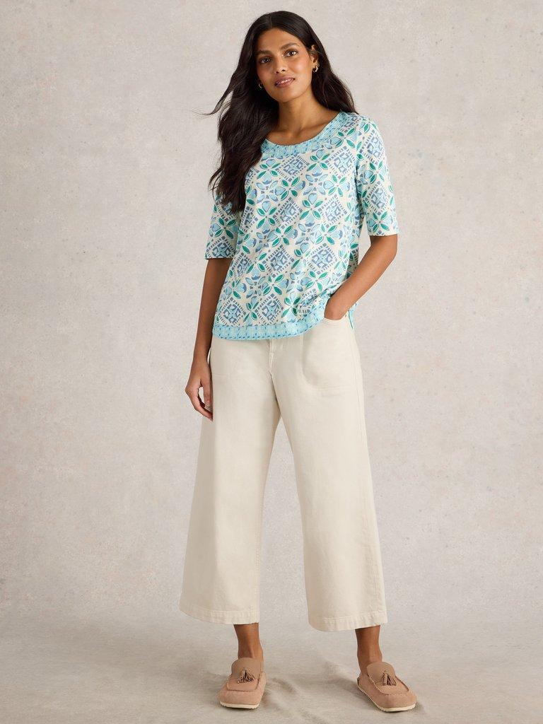 WEAVER JERSEY TEE in BLUE PRINT | White Stuff