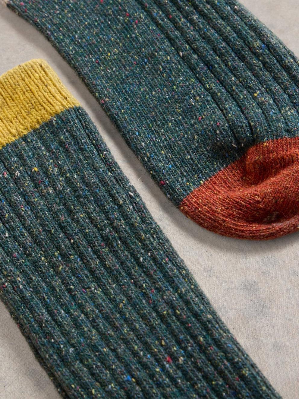 Neppy Wool Mix Sock in DARK GREEN | White Stuff