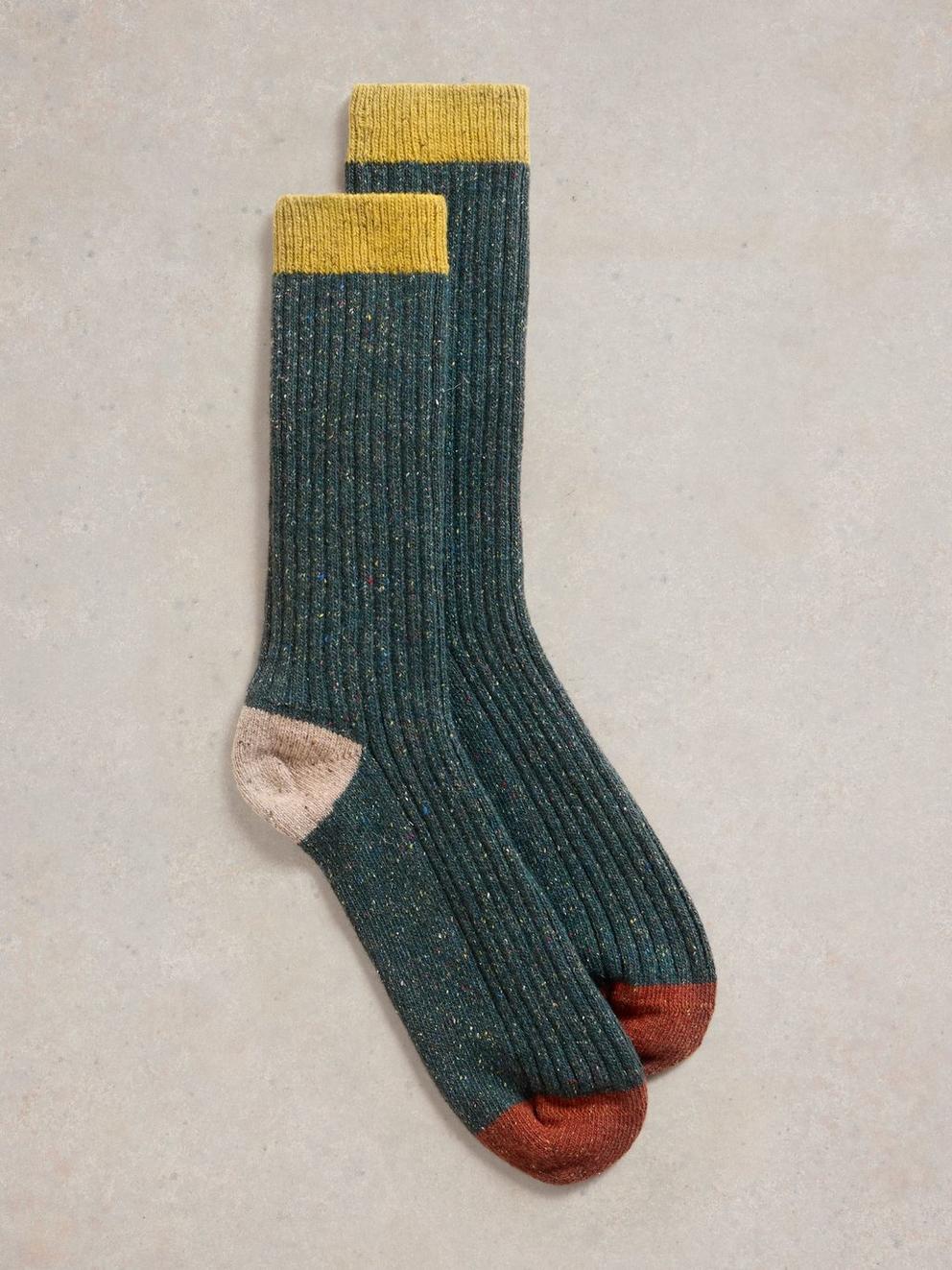 Neppy Wool Mix Sock in DARK GREEN | White Stuff