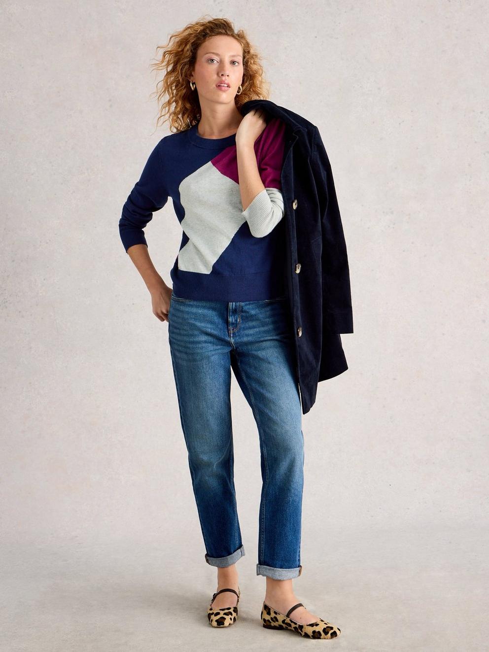 KATIE ABSTRACT JUMPER in NAVY MULTI | White Stuff