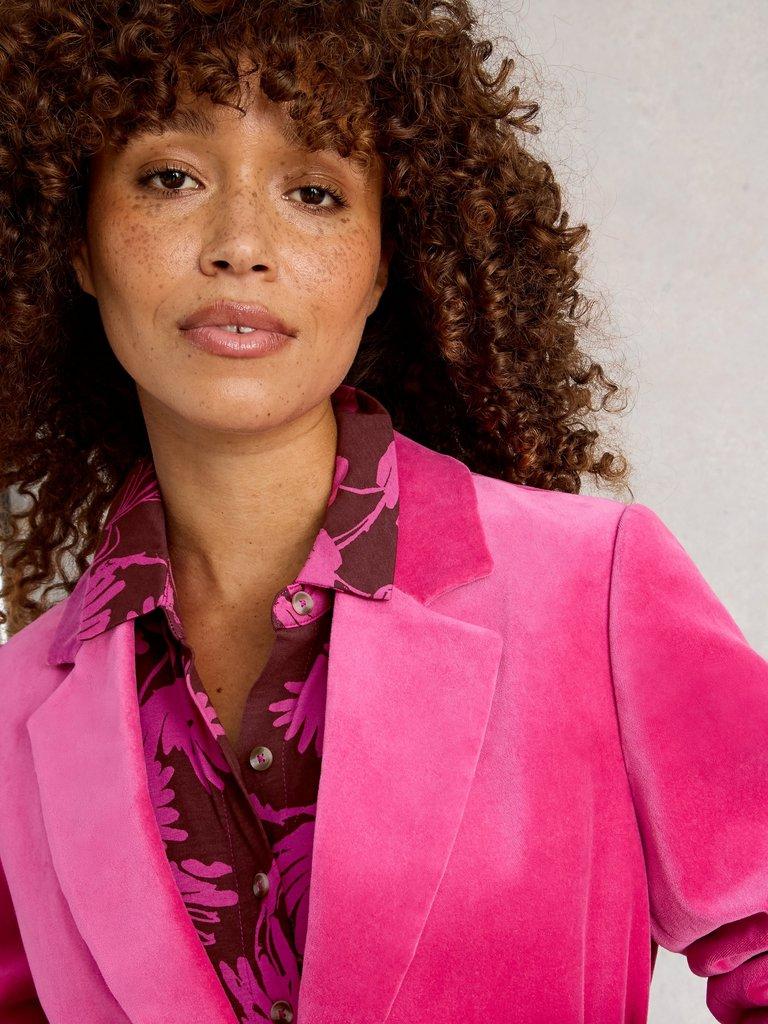 Rua Jersey Collared Shirt Dress in PINK PRINT | White Stuff US