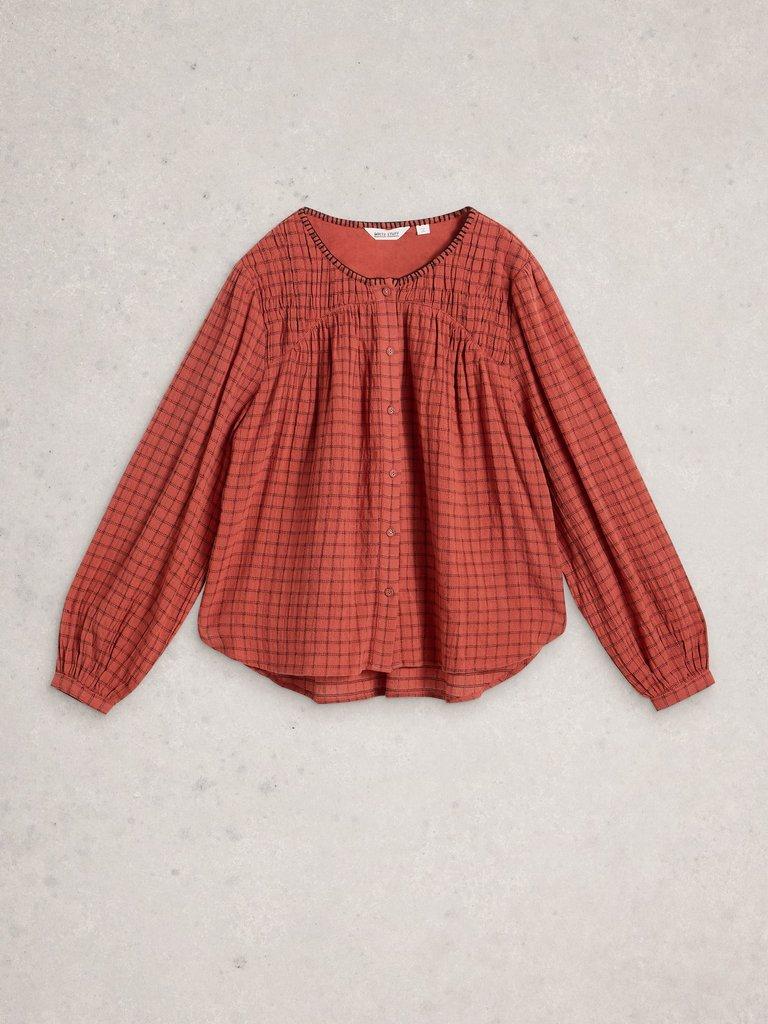 Tasha Check Top in MID RED | White Stuff