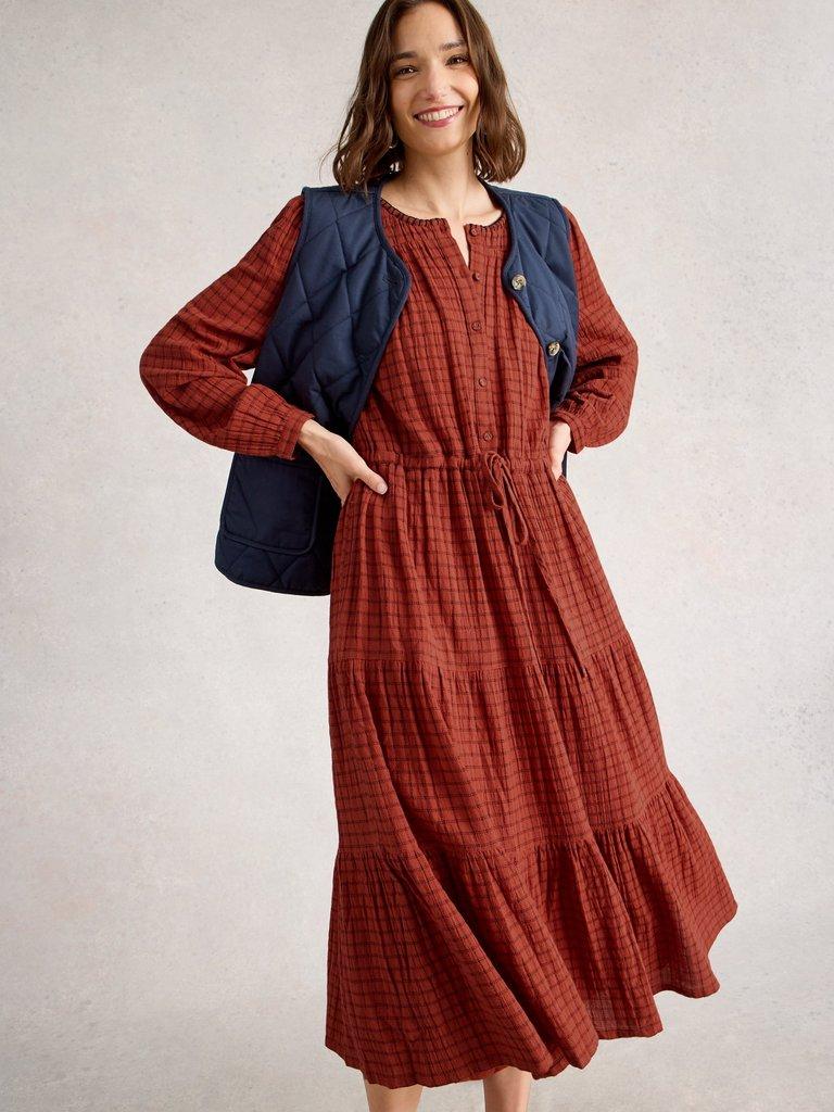 Tasha Midi Dress in MID RED | White Stuff