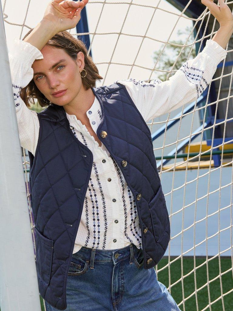 Naomi Embroidered Shirt in IVORY MULTI | White Stuff