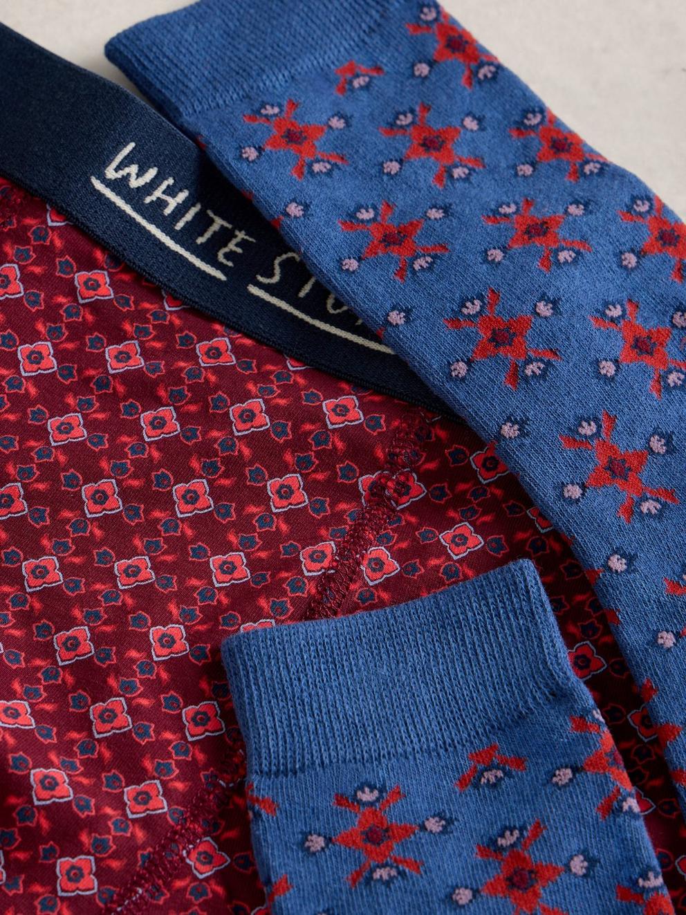 Boxers and Sock Gift Set in DK RED | White Stuff