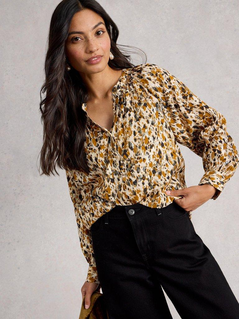 Ari Metallic Top in CHARTREUSE MULTI | White Stuff