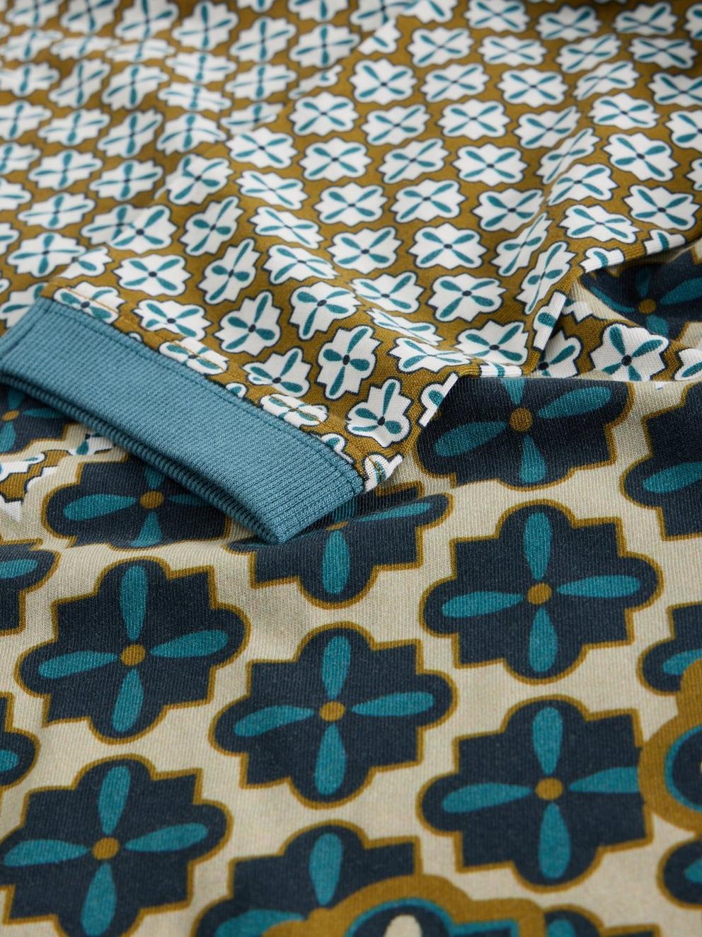 CLARA LONG SLEEVE CREW NECK TEE in CHARTREUSE PRINT | White Stuff