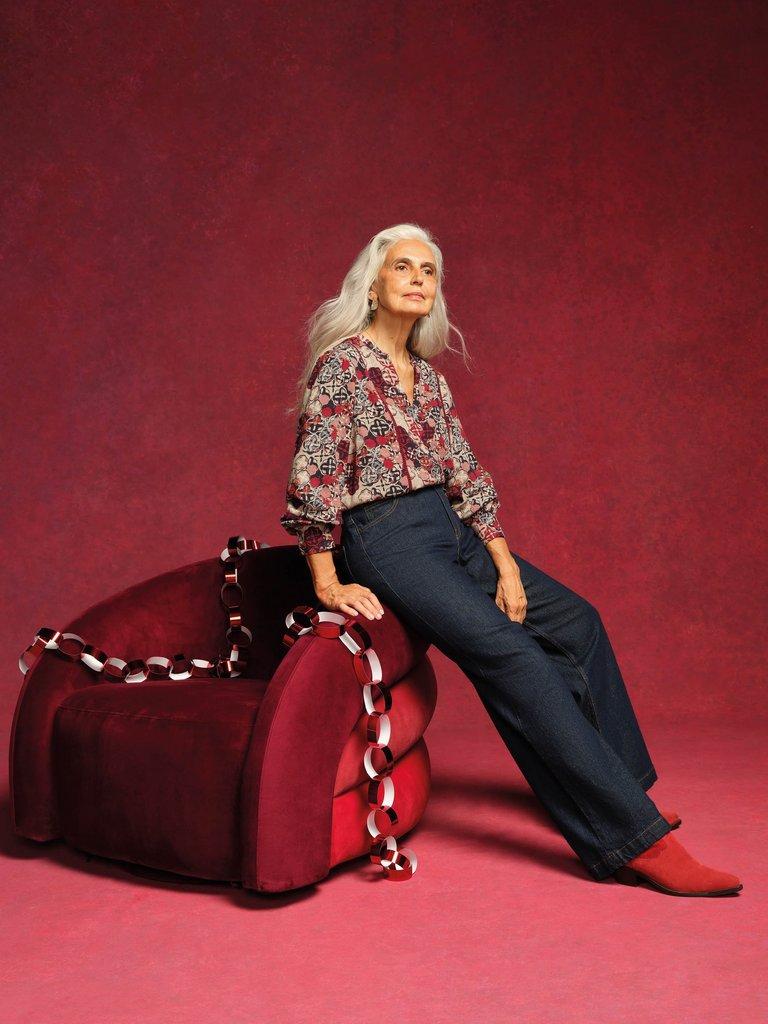 Paloma Long Sleeve Top in RED MULTI | White Stuff