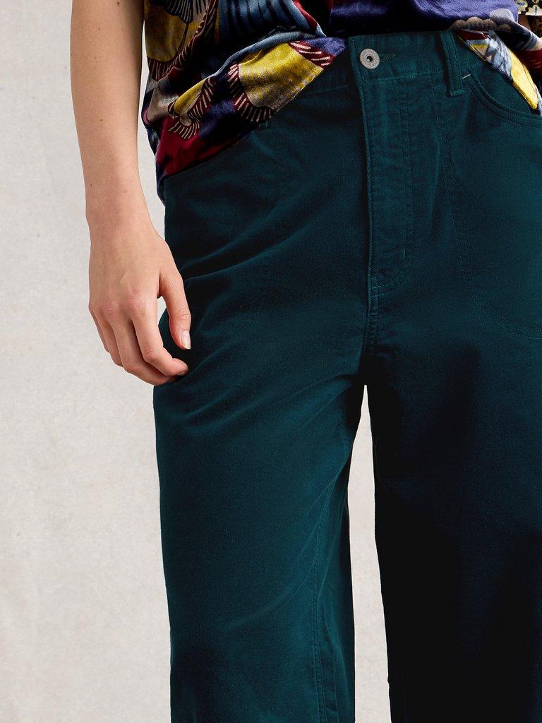 Tia Velvet Wide Leg Crop in DK TEAL | White Stuff